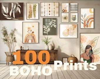 Boho Wall Art Bundle, Mid Century Art Prints, Modern Wall Decor ...
