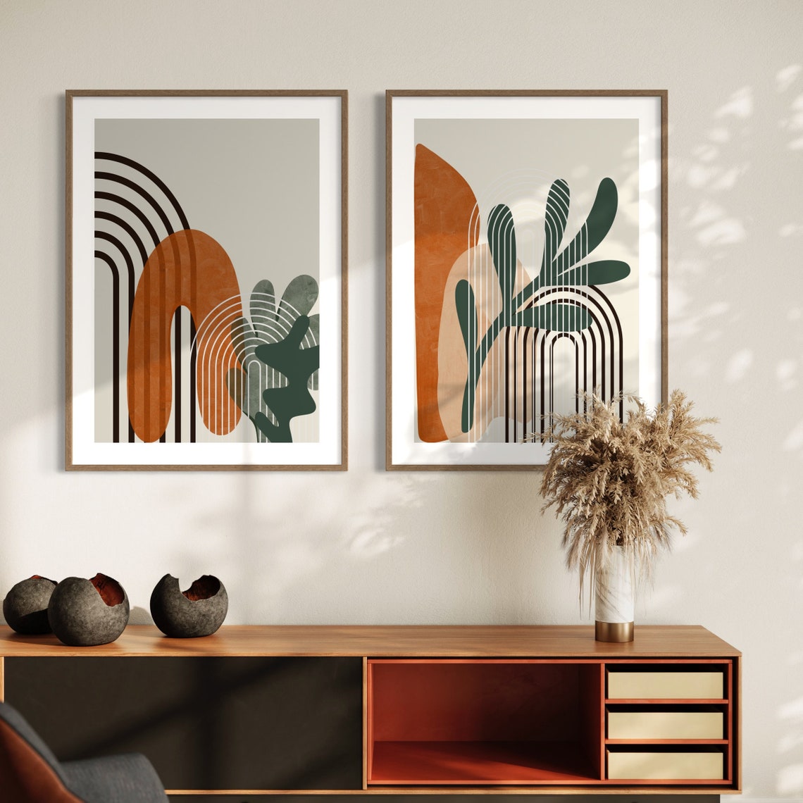 Boho Wall Art Set Boho Art Set of 2 Prints Printable Modern Art Boho ...