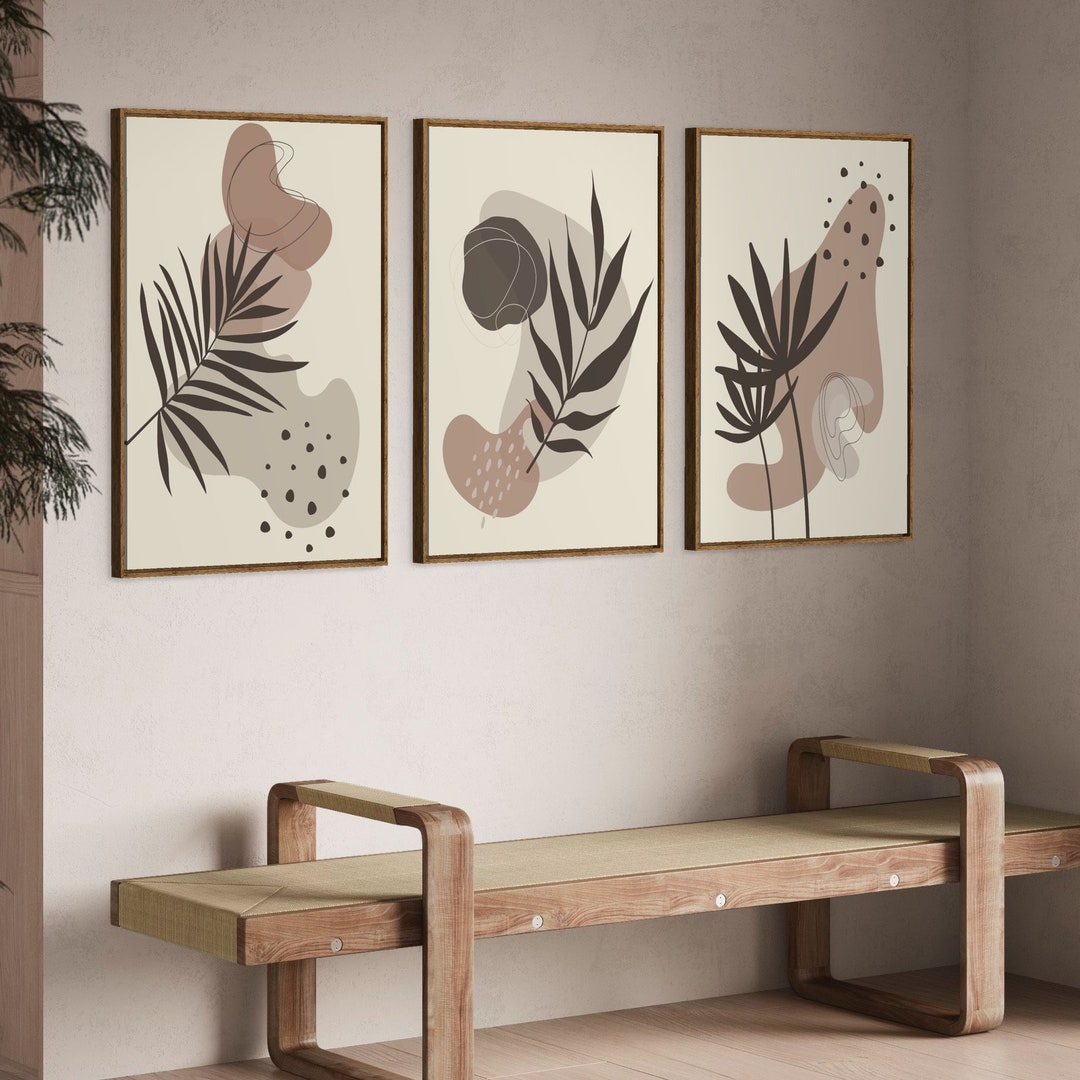 Boho Abstract Wall Art Prints, Boho Wall Decor, Set of 3 Prints, Boho Wall Art, Mid Century ...