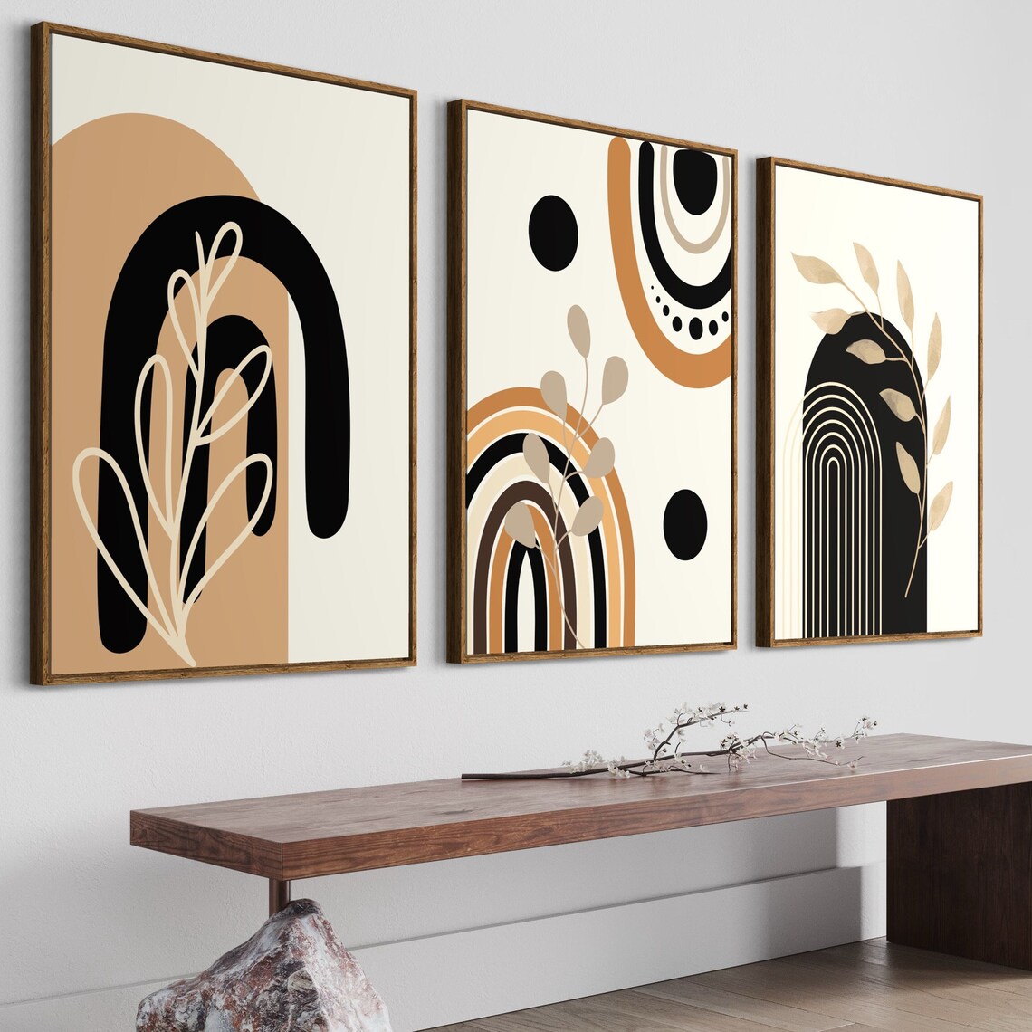 Boho Wall Art, Boho Art Prints Set of 3, Printable Wall Art, Boho Rainbow Prints, Abstract Boho ...