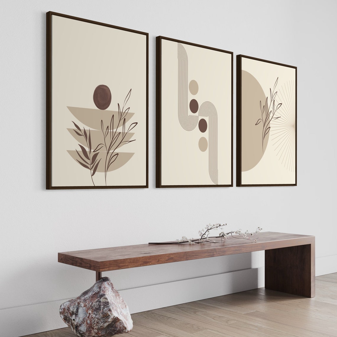 Boho Abstract Wall Art Prints, Boho Wall Decor, Set of 3 Prints, Boho ...