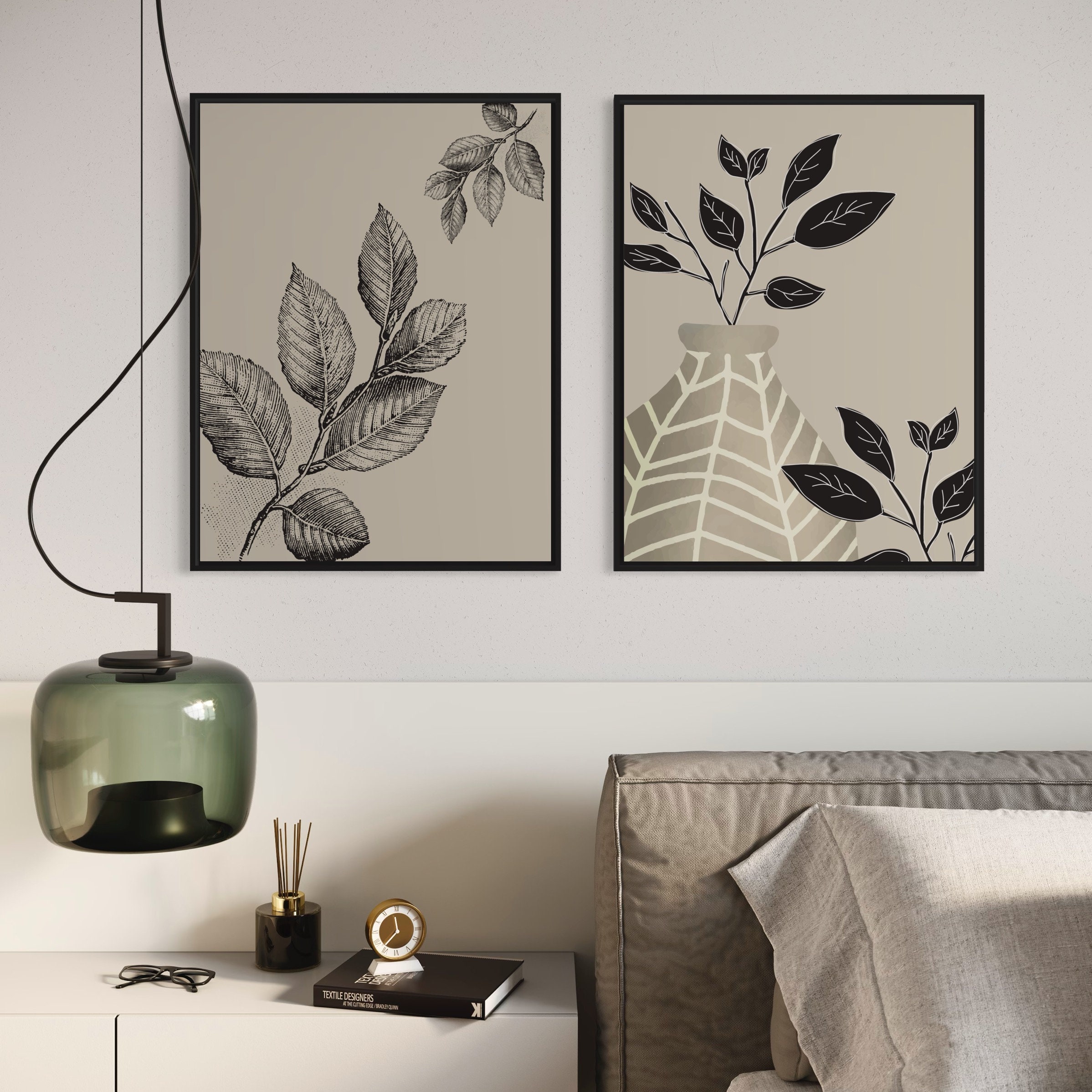 Abstract Boho Clay Pot Printable Beige Black Mid Century - Etsy