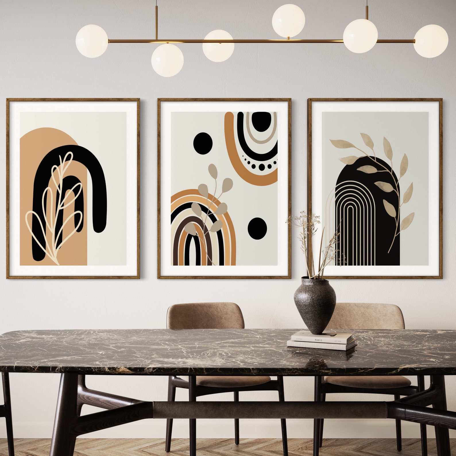 Boho Wall Art, Boho Art Prints Set of 3, Printable Wall Art, Boho Rainbow Prints, Abstract Boho ...