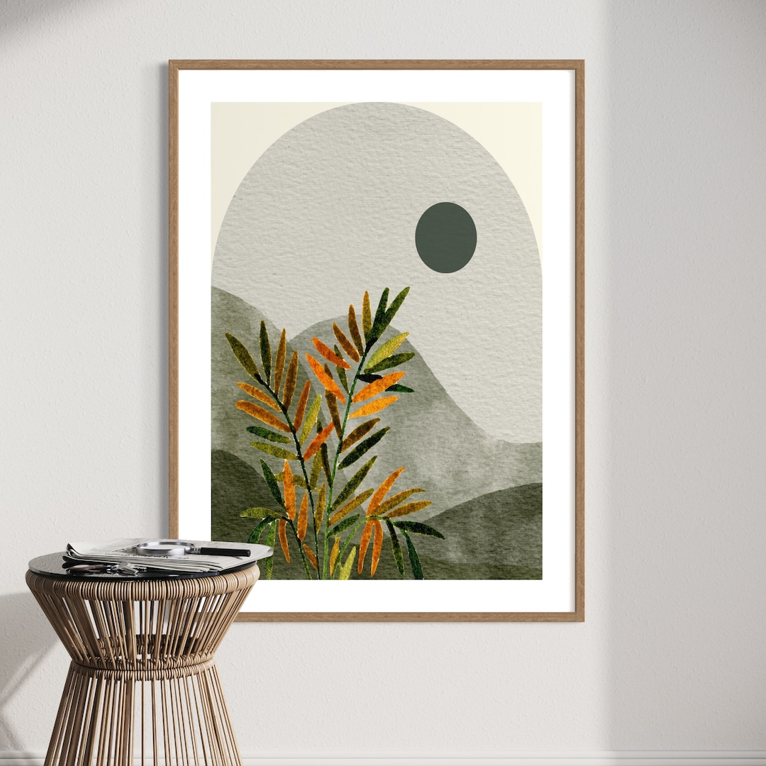 Printable Olive Green, Mid Century Modern, Wall Art Prints, Bohemian Botanical Poster, Abstract ...