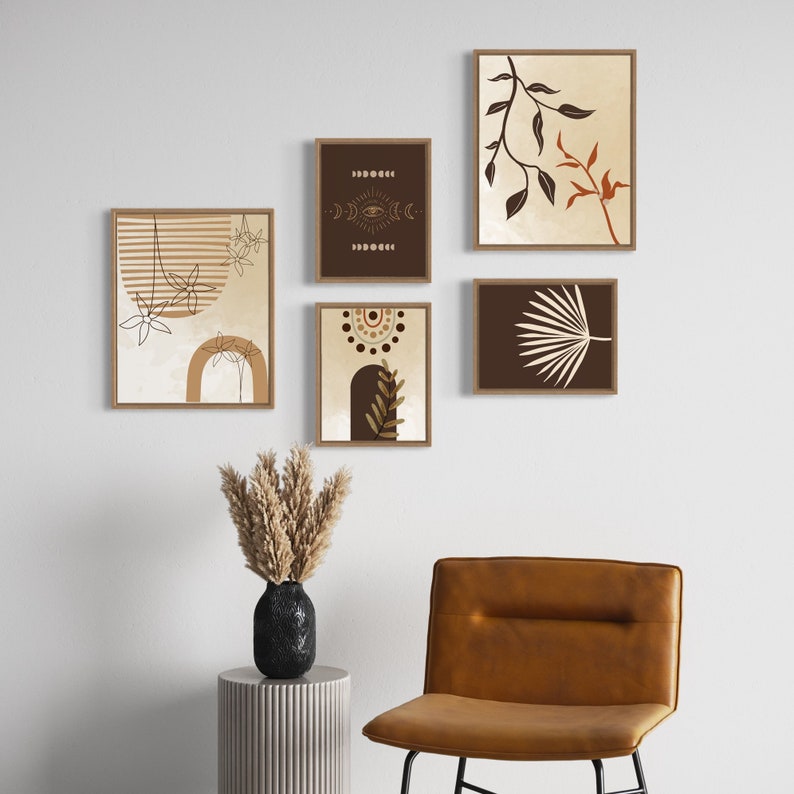 Boho Wall Art Bundle, Mid Century Art Prints, Modern Wall Decor ...