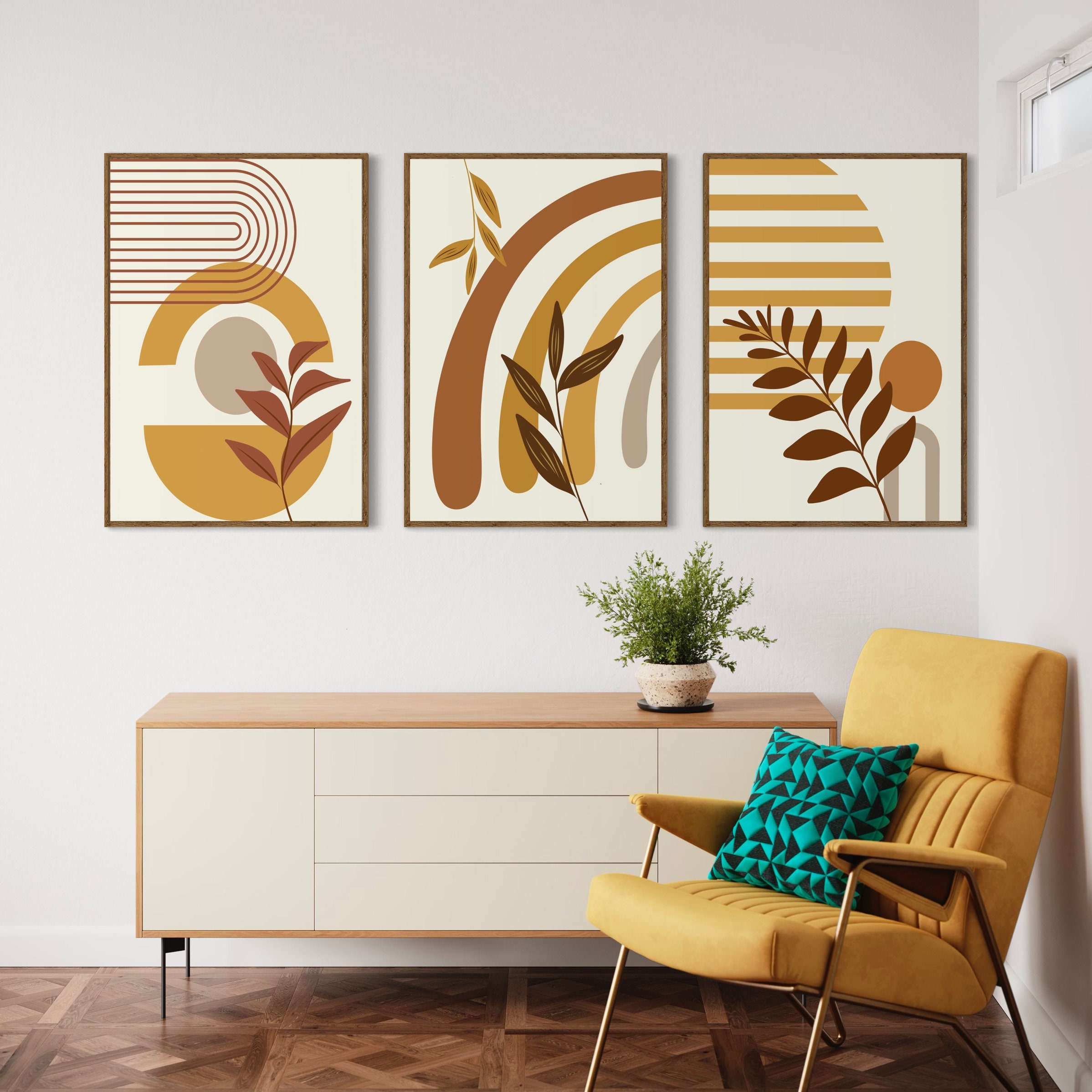 Boho Wall Art, Boho Art Prints Set of 3, Printable Art, Boho Rainbow Prints, Abstract Boho ...
