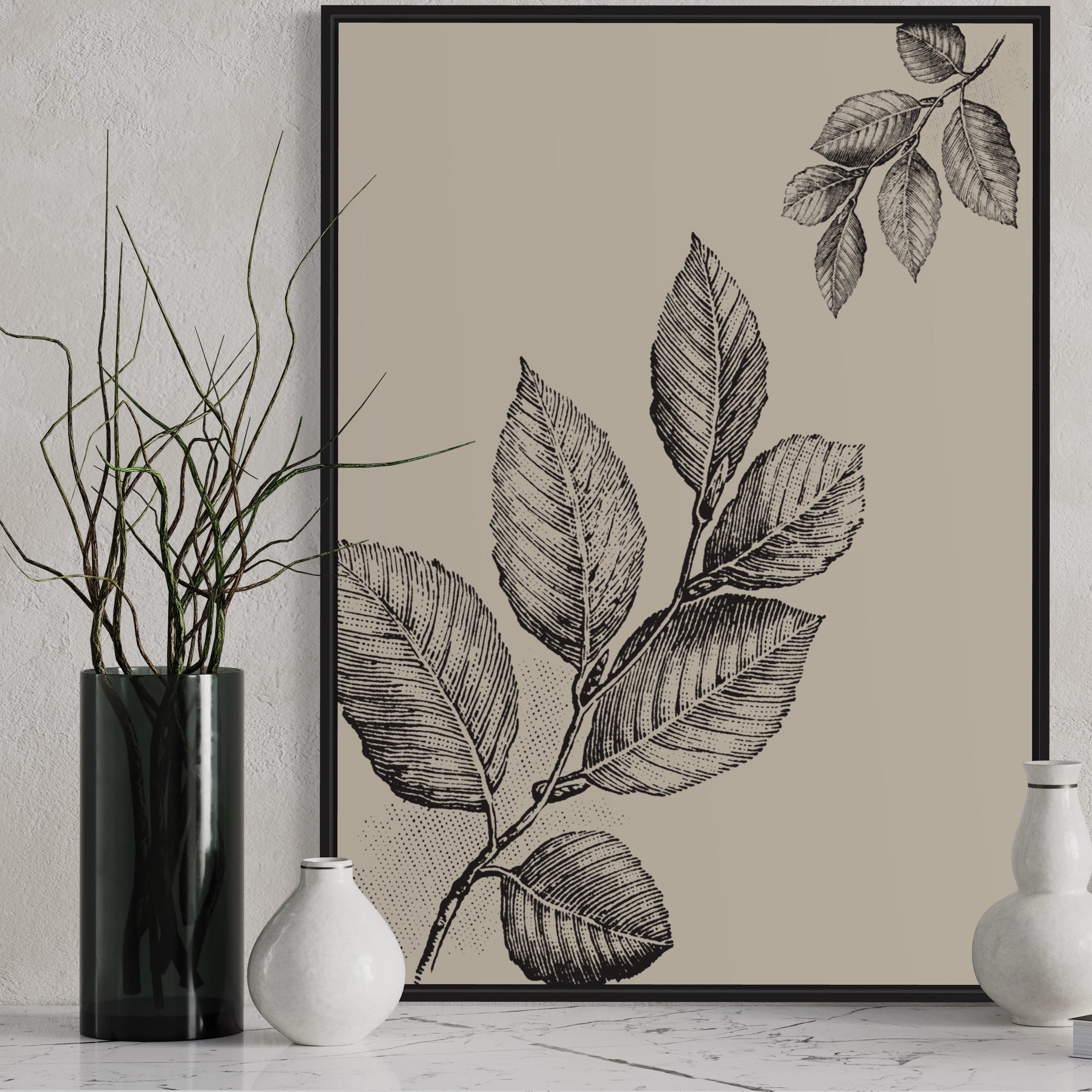 Abstract Boho Clay Pot Printable Beige Black Mid Century - Etsy