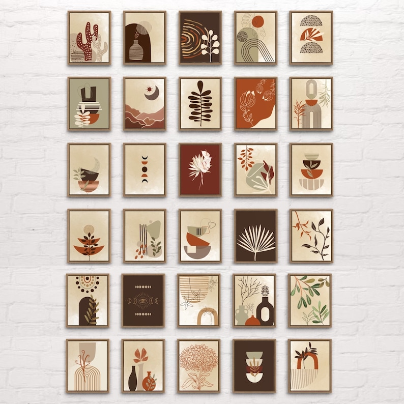 Boho Wall Art Bundle, Mid Century Art Prints, Modern Wall Decor ...