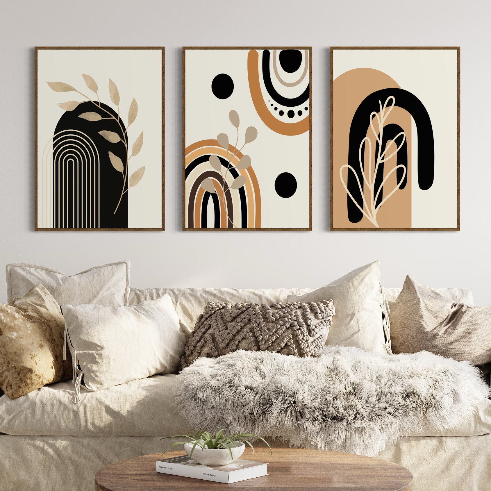 Boho Wall Art, Boho Art Prints Set of 3, Printable Wall Art, Boho Rainbow Prints, Abstract Boho ...