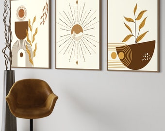 Boho Wall Art, Boho Art Prints Set of 3, Printable Art, Boho Rainbow Prints, Abstract Boho ...