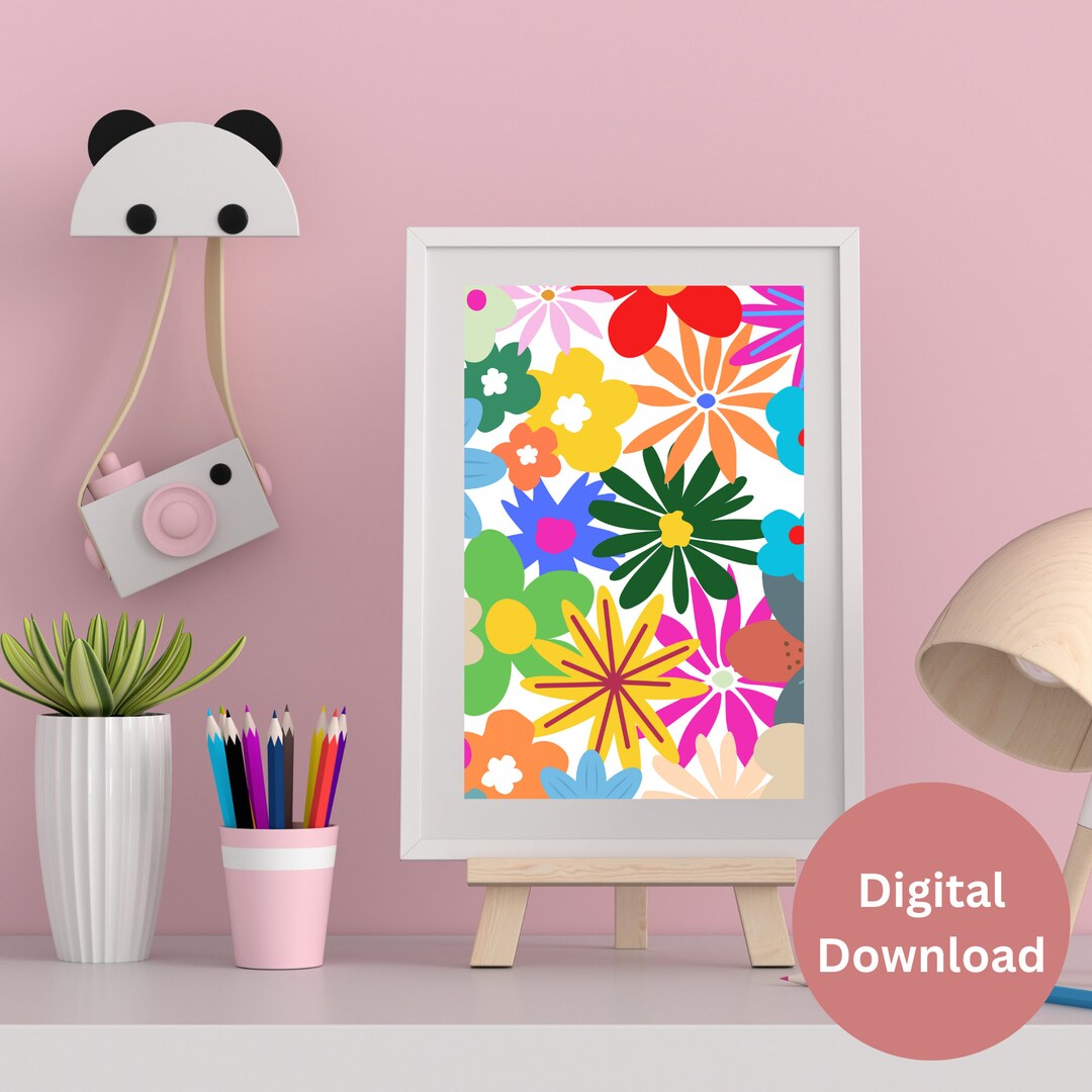Colorful Wall Art Printable Abstract, Digital Print, Wall Decor, Boho ...