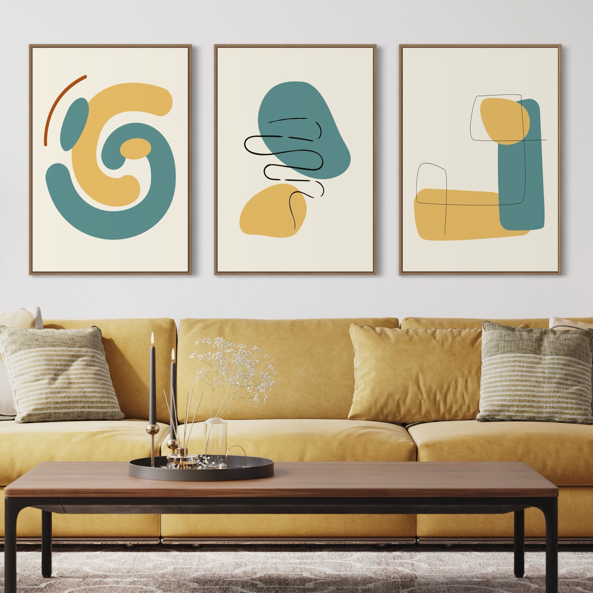 Mid Century Modern Art Prints Set of 6, Modern Wall Art Decor, Boho ...