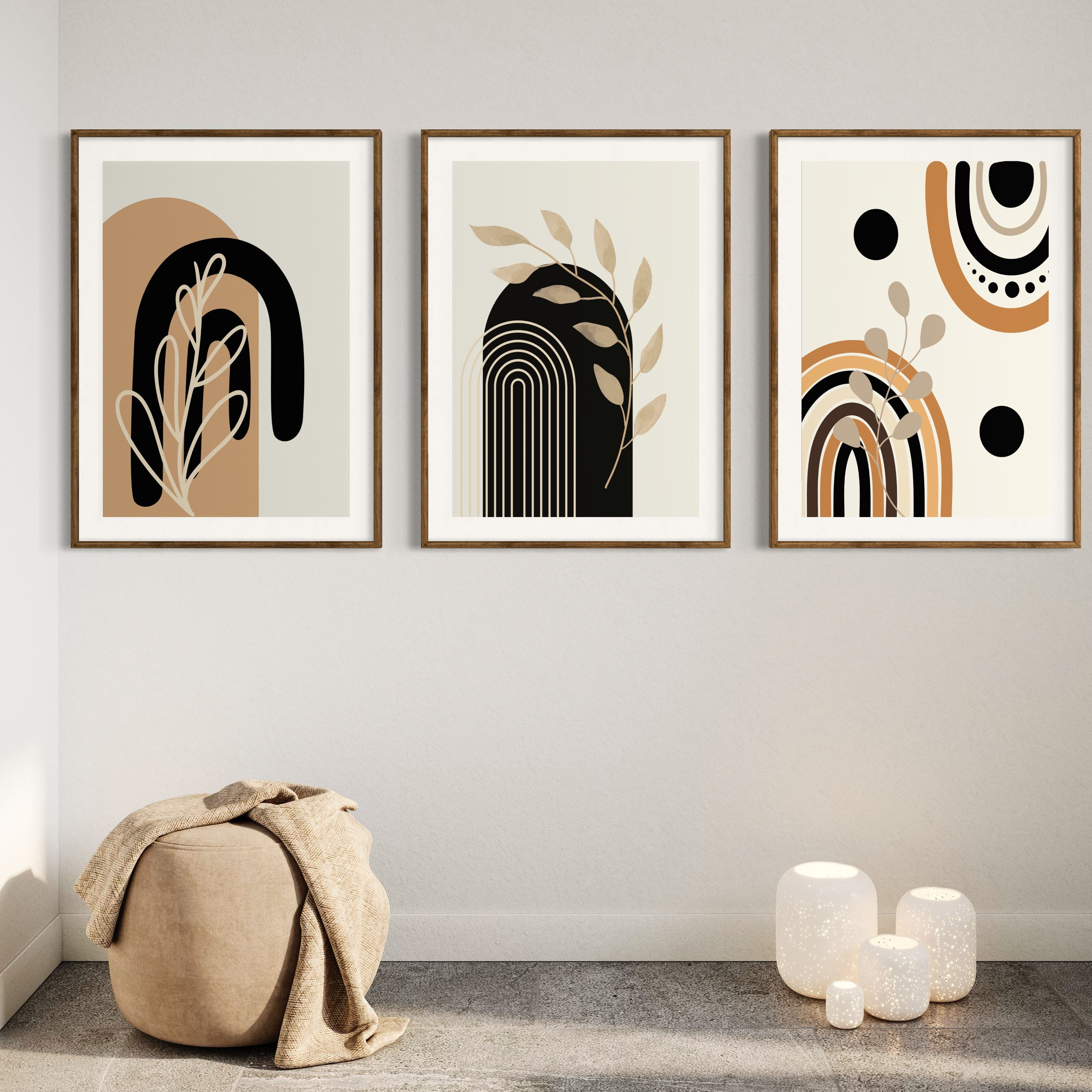 Boho Wall Art, Boho Art Prints Set of 3, Printable Wall Art, Boho Rainbow Prints, Abstract Boho ...