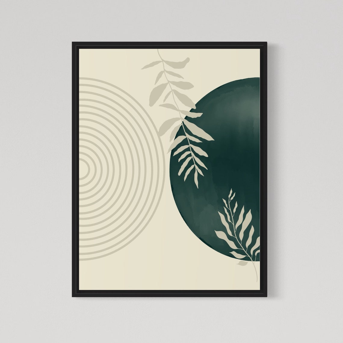 Printable Dark Green Mid Century Modern Wall Art Set of 3 Prints ...