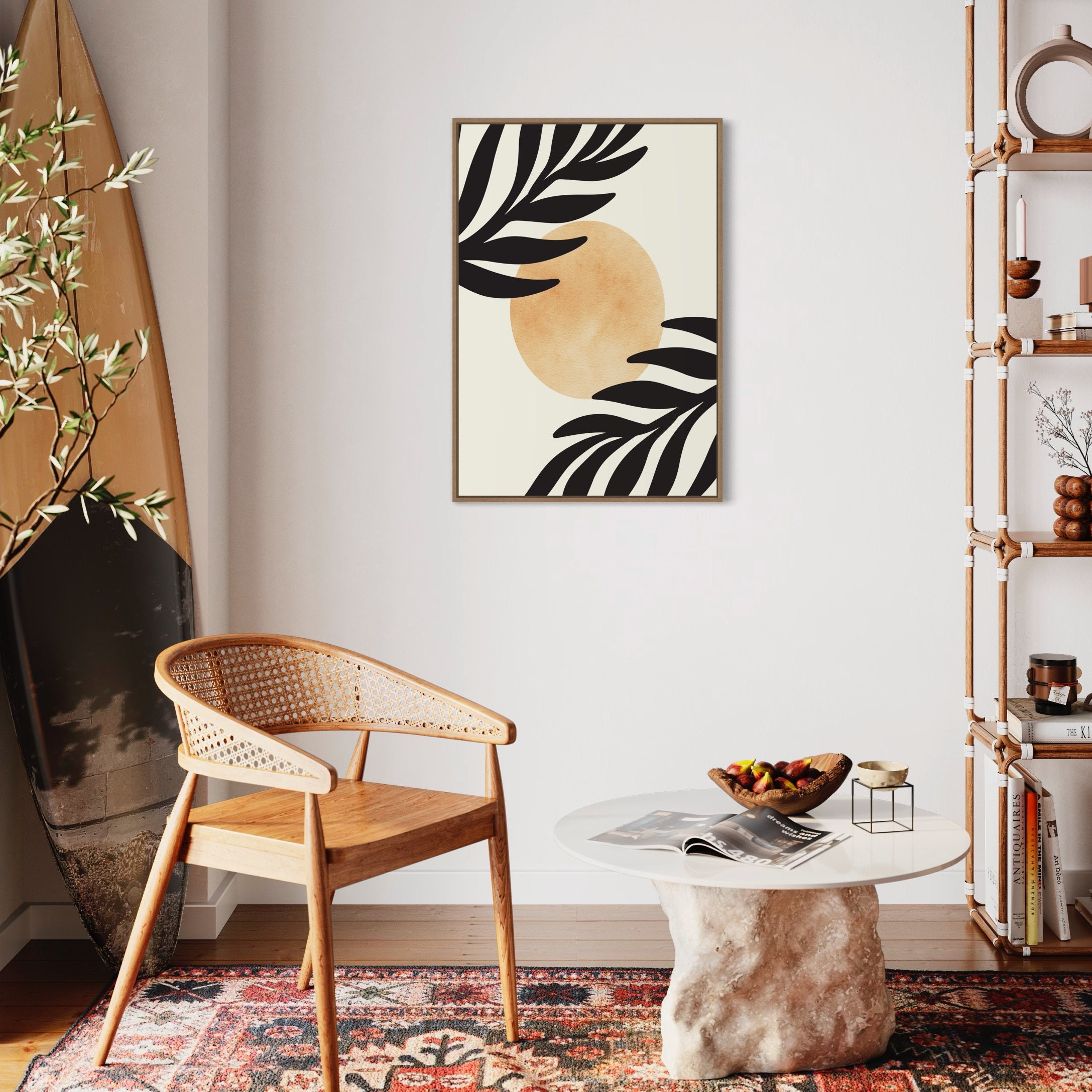 Boho Wall Art Set, Boho Art Print, Printable Modern Art, Boho Orange ...