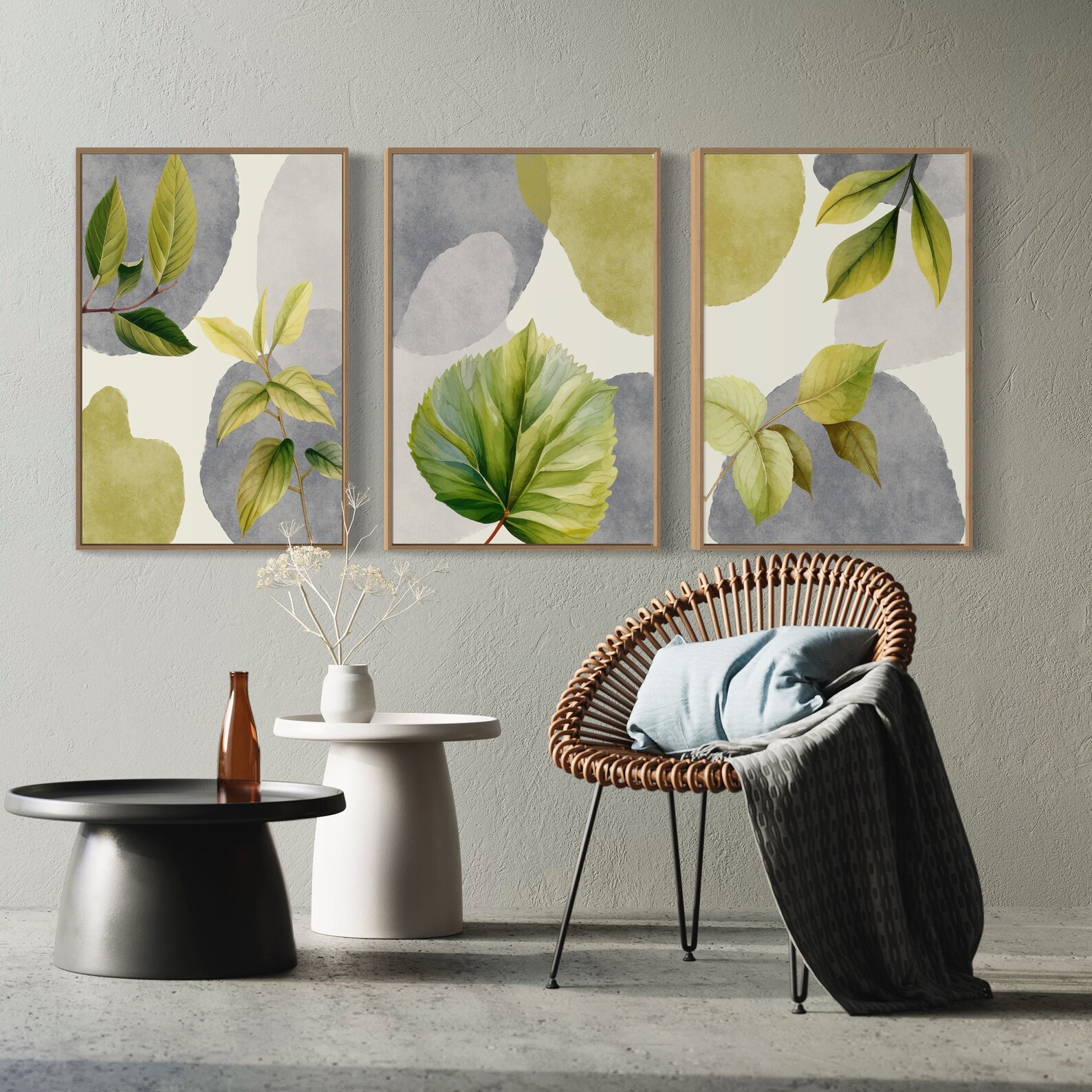 Abstract Botanical, Boho Style Prints, Earth Tone Wall Art, Mid Century ...