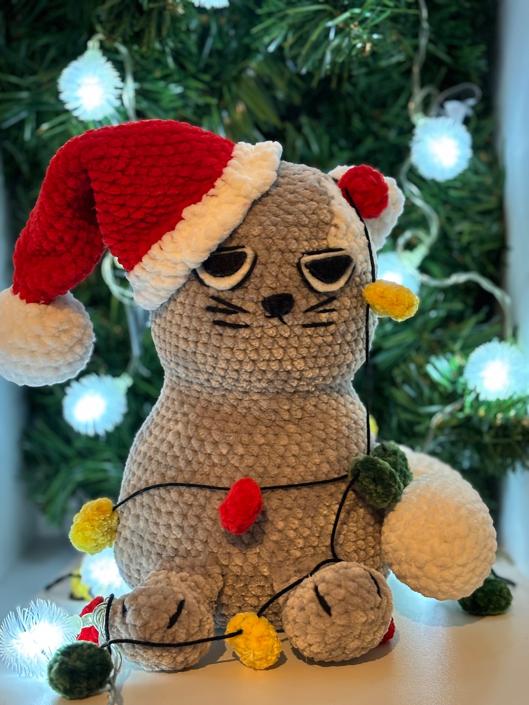 Crocheted Plush Grumpy Cat Christmas Edition for the Festive Feeling ...