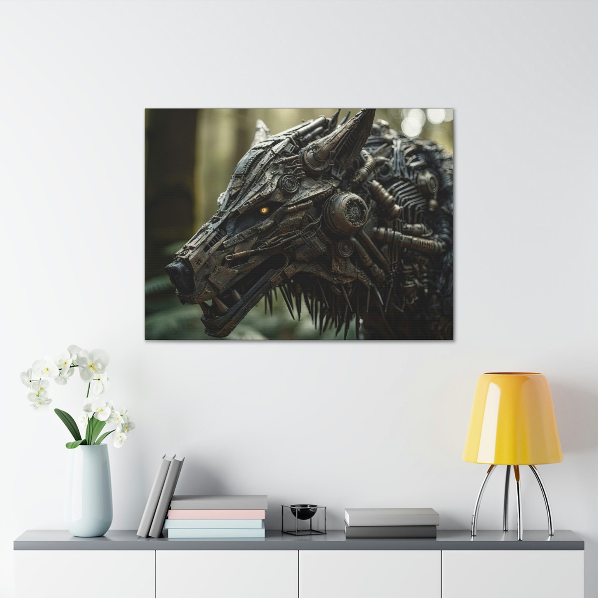 Cyberpunk Steampunk Cyborg Robot Wolf Dog Sci-fi Animal Canvas Canvas ...