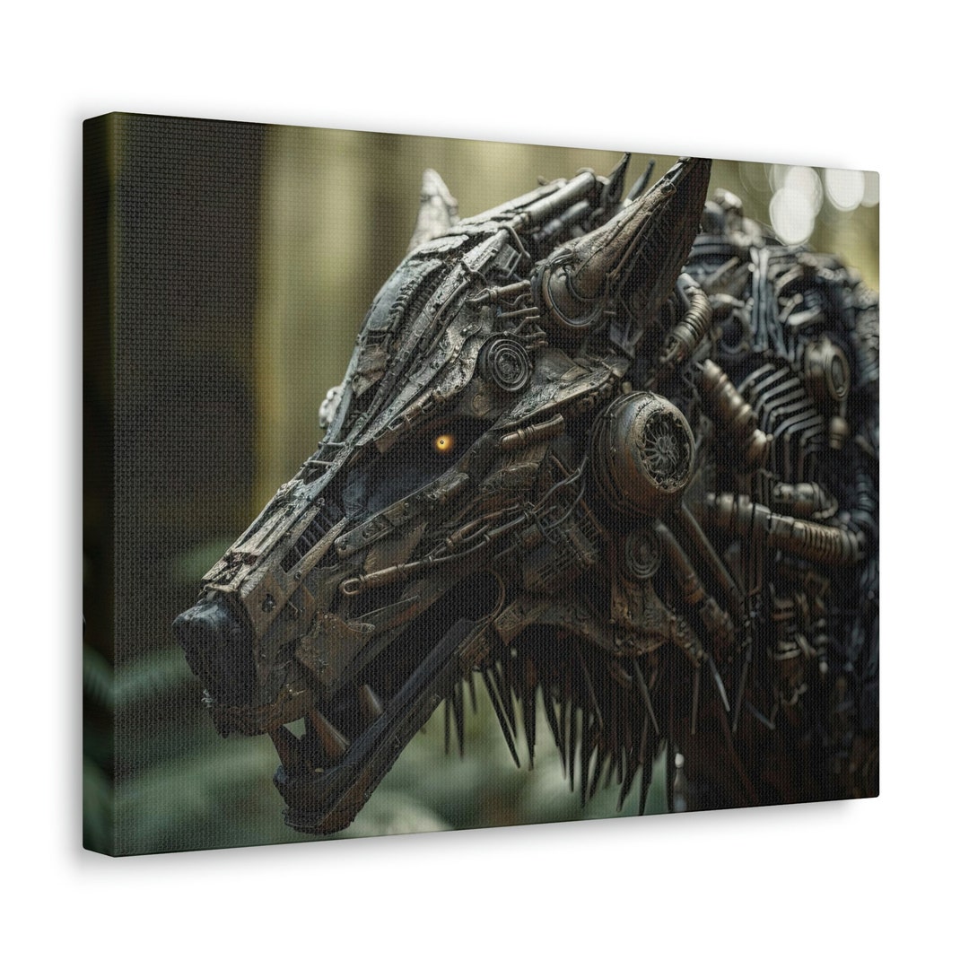 Cyberpunk Steampunk Cyborg Robot Wolf Dog Sci-fi Animal Canvas - Canvas ...