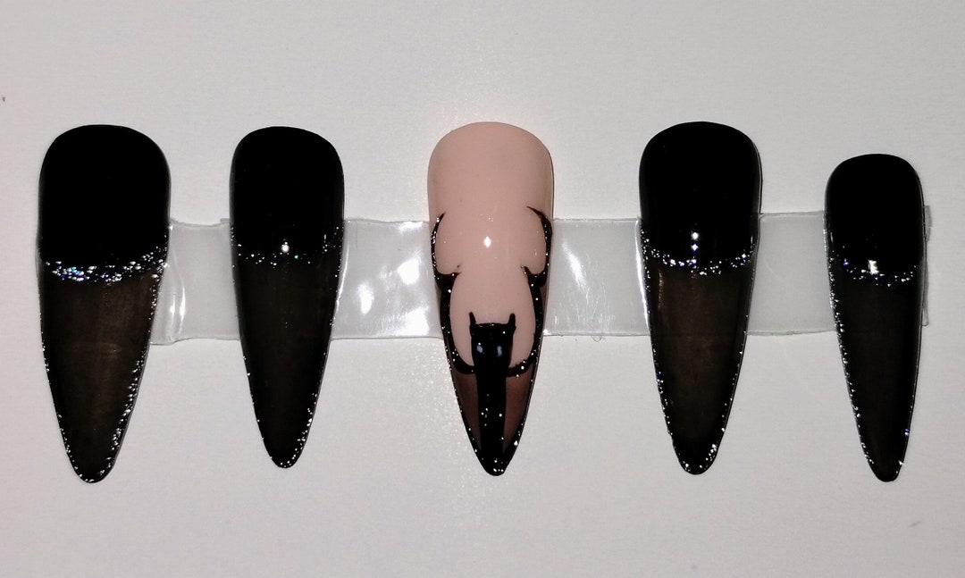 Bat Wing French Tip Press on Nails Available in Multiple - Etsy