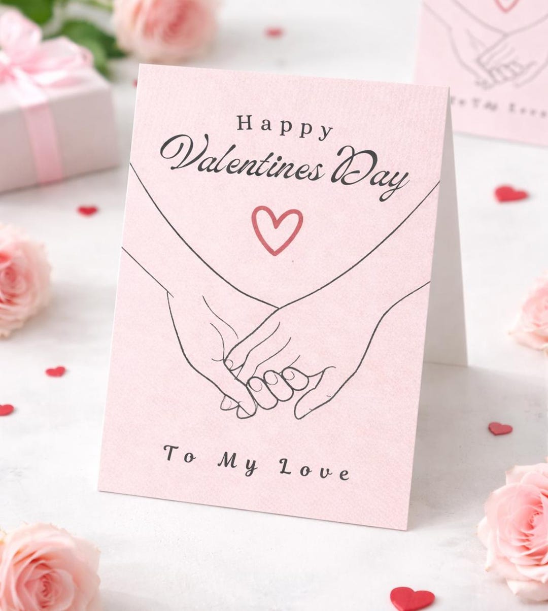 Printable Valentine’s Day Heart Card 5x7 – Digital Download PDF & JPEG ...