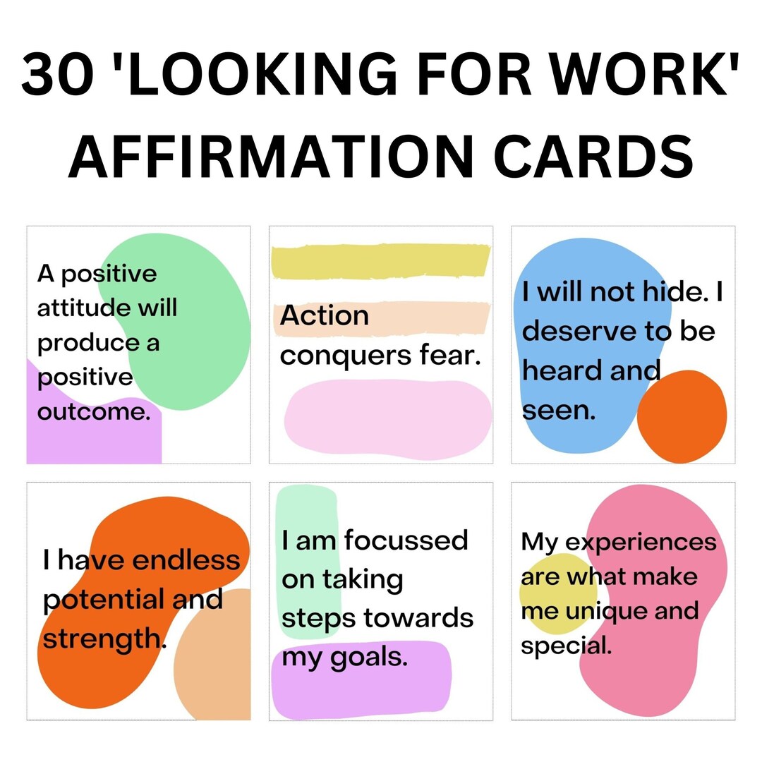 Job Seeking Affirmation Cards. Mindfulness and Self-care Cards for ...
