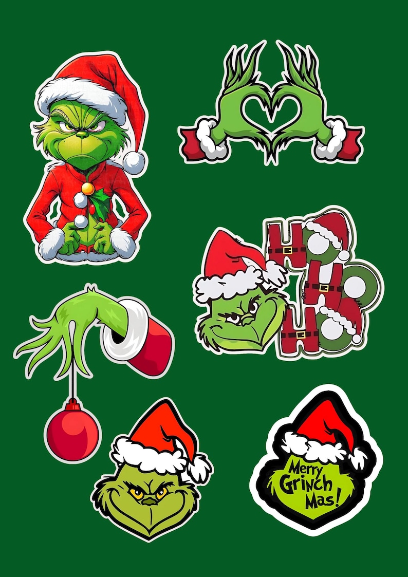 Grinch Digital Stickers, Digital Download - Etsy