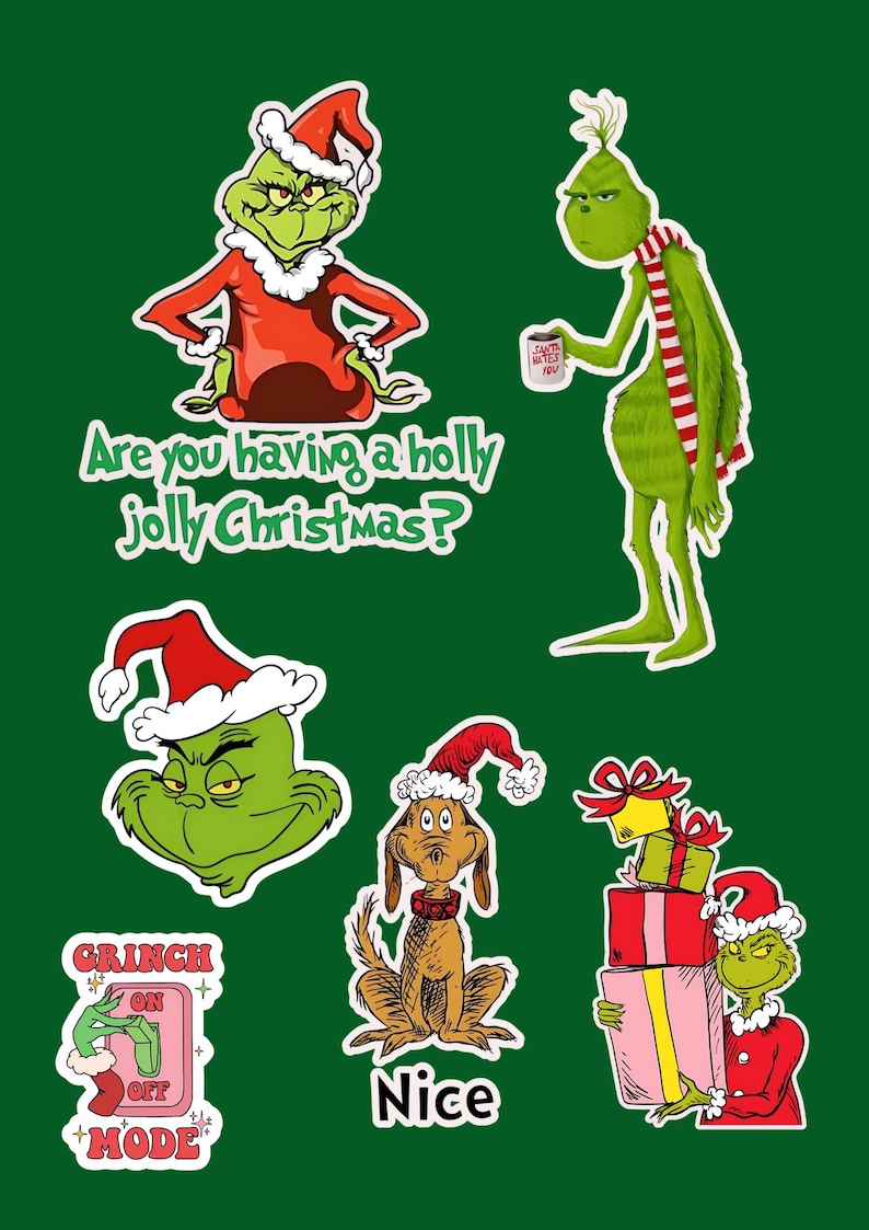 Grinch Digital Stickers, Digital Download - Etsy