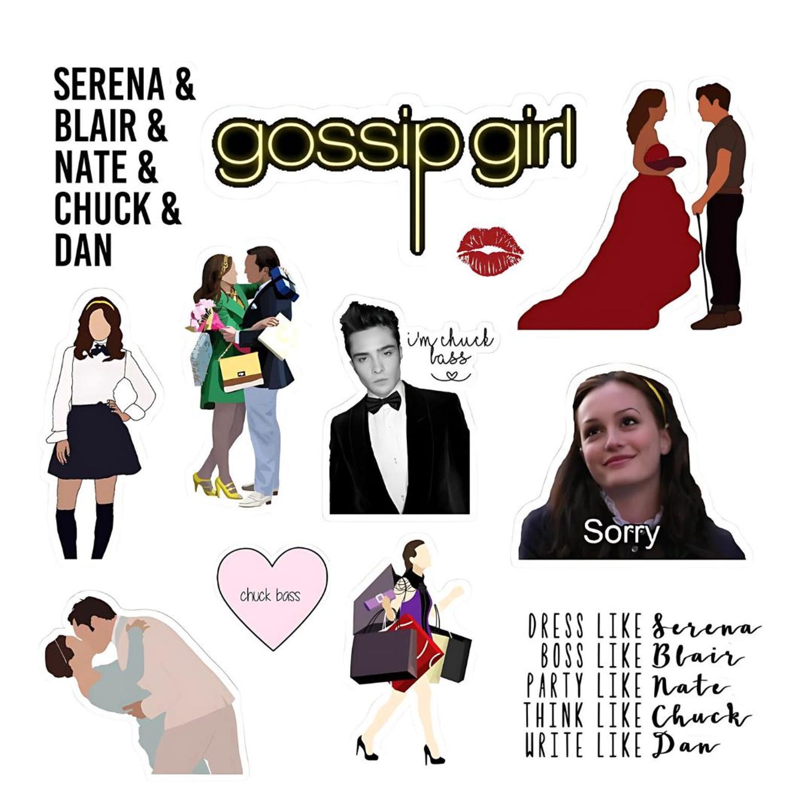 Gossip Girl Sticker Pack, Book Stickers ,stickers for Goodnotes ...