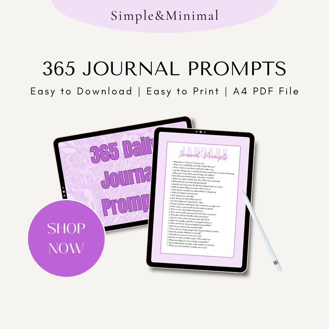 365 Daily Journal Prompts: Self-care & Mindfulness (PDF Download A4 ...