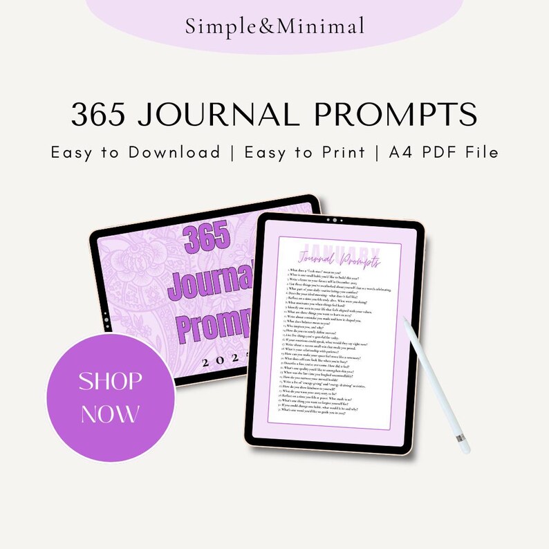 365 Journal Prompts for Beginners, Printable Self-care, Mental Health ...