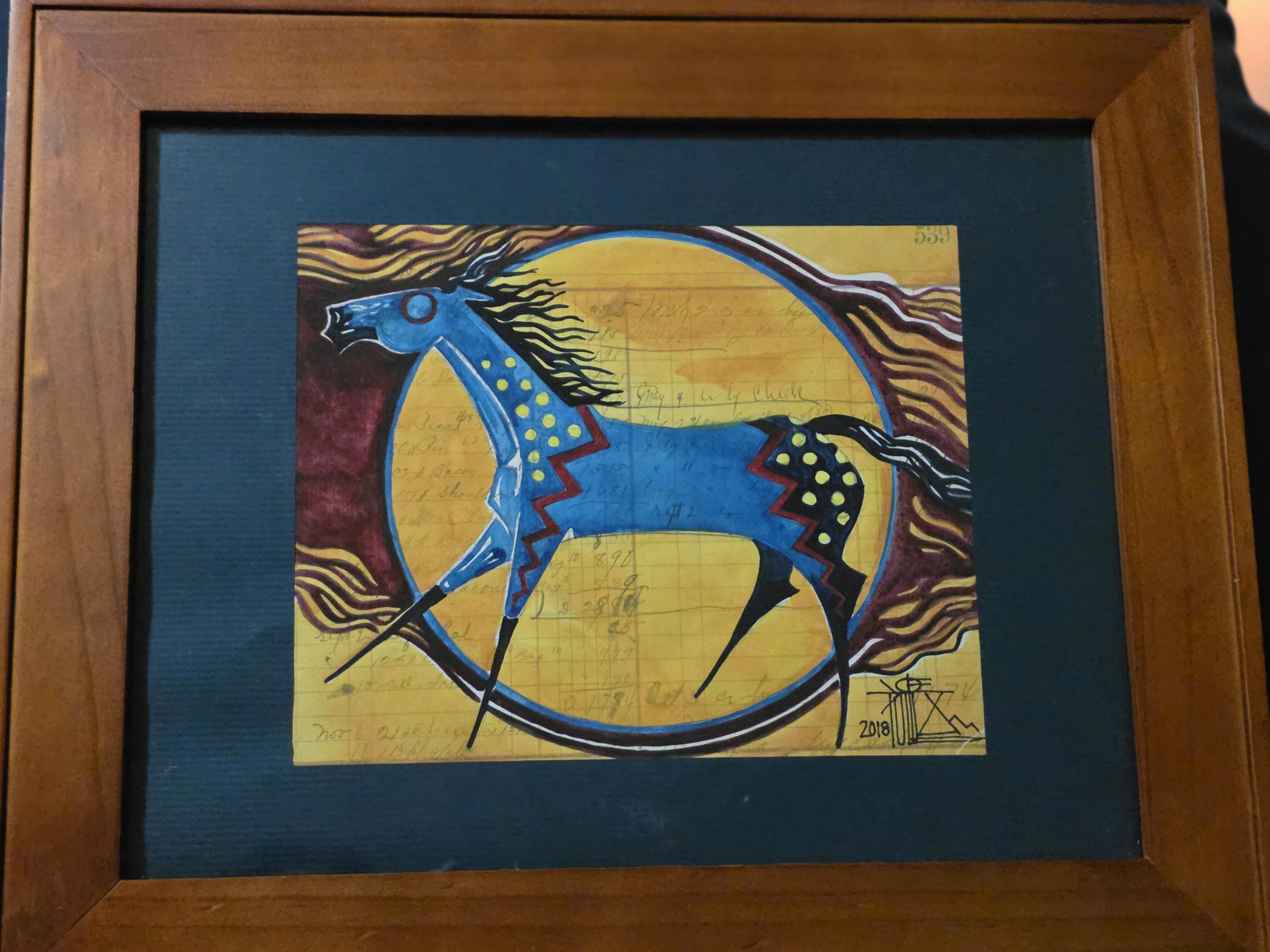 Blue Horse Ledger Art Watercolor by Joe Pulliam - Etsy