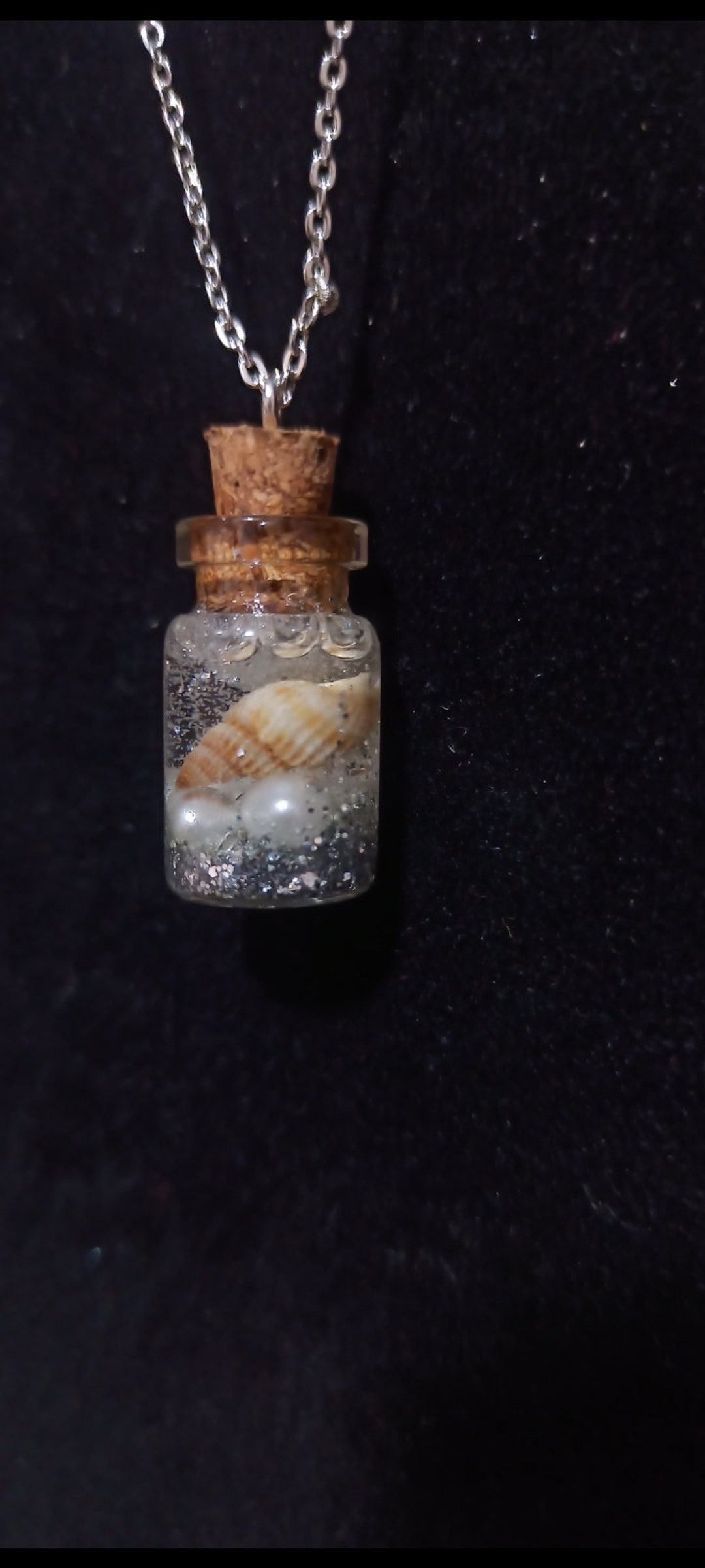 Silver Mermaid Dust With Sea Shells and Pearls in Resin Bottle - Etsy