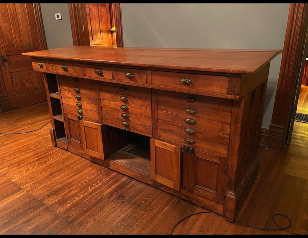 Mid Century Solid Cherry Wood Credenza Handcrafted Antique - Etsy