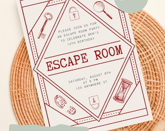 Escape Room, Investigate, Spy, Kids Adult Birthday Party Invitation ...