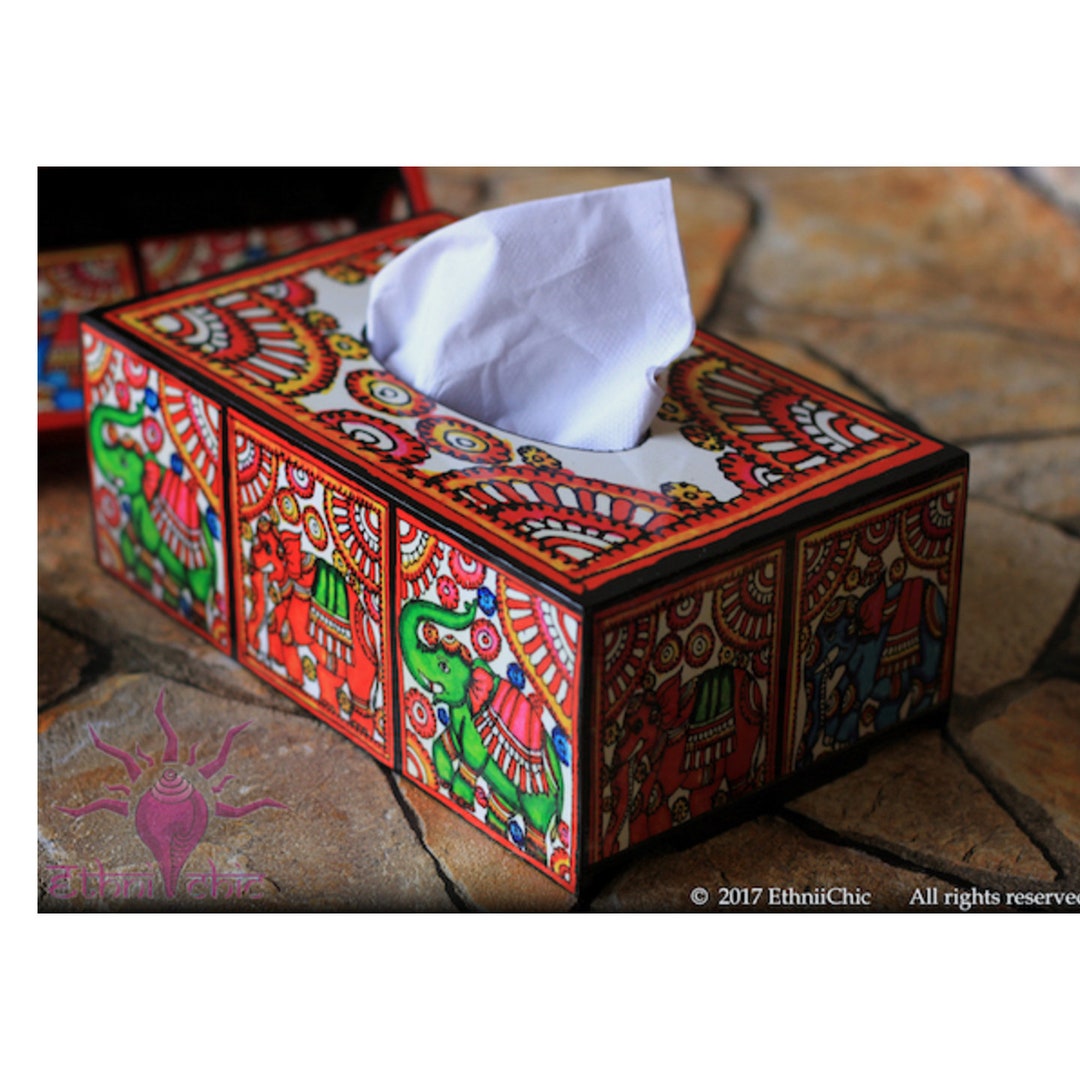 Ethnic Indian Tissue Box Elephant Print - Etsy