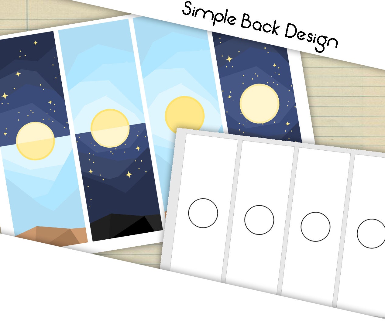 4 Digital DIY Printable Boomark Designs With Simple Sun & Moon - Etsy