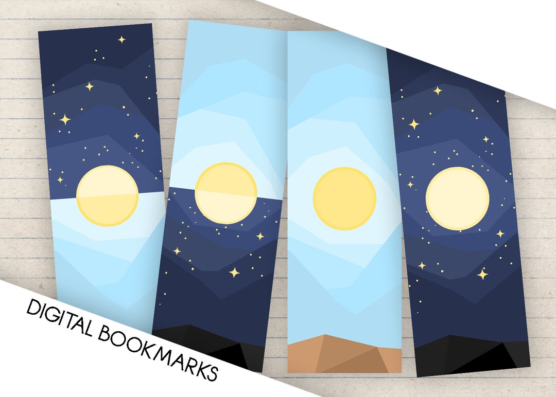 4 Digital DIY Printable Boomark Designs With Simple Sun & Moon - Etsy