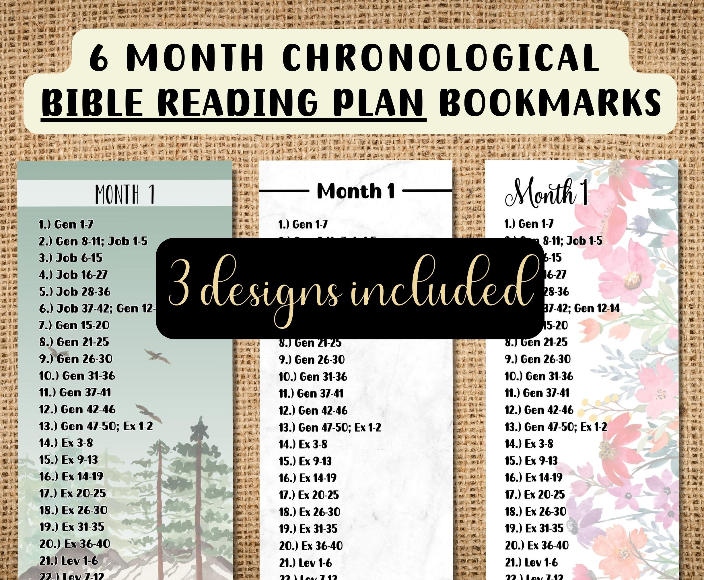 Printable 6 Month Bible Reading Plan, Set of Six Chronological Bible ...
