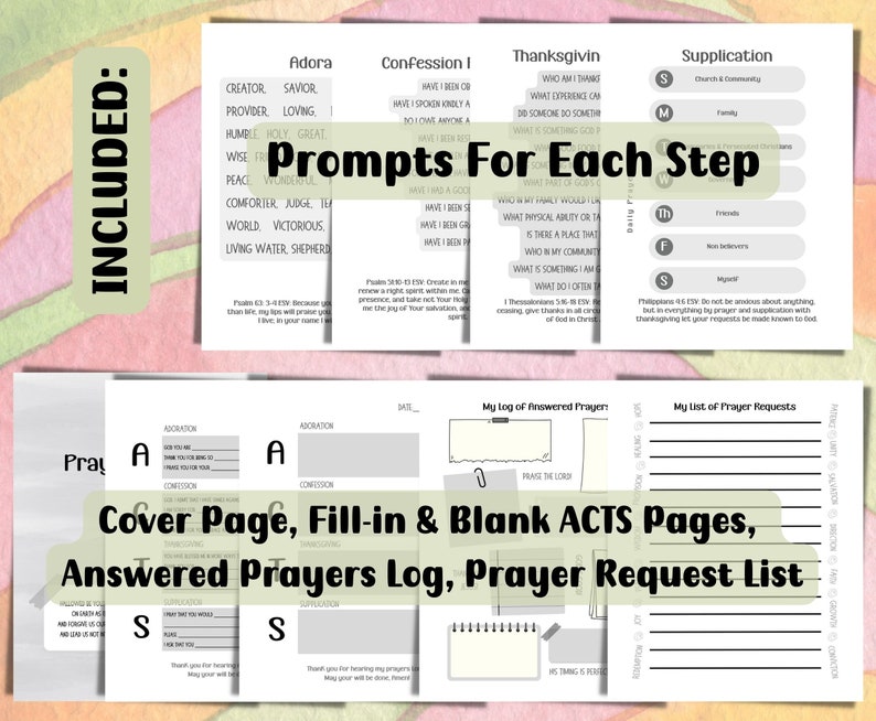 Printable Kids Prayer Journal Pages, Childrens Acts Prayer Method Guide ...
