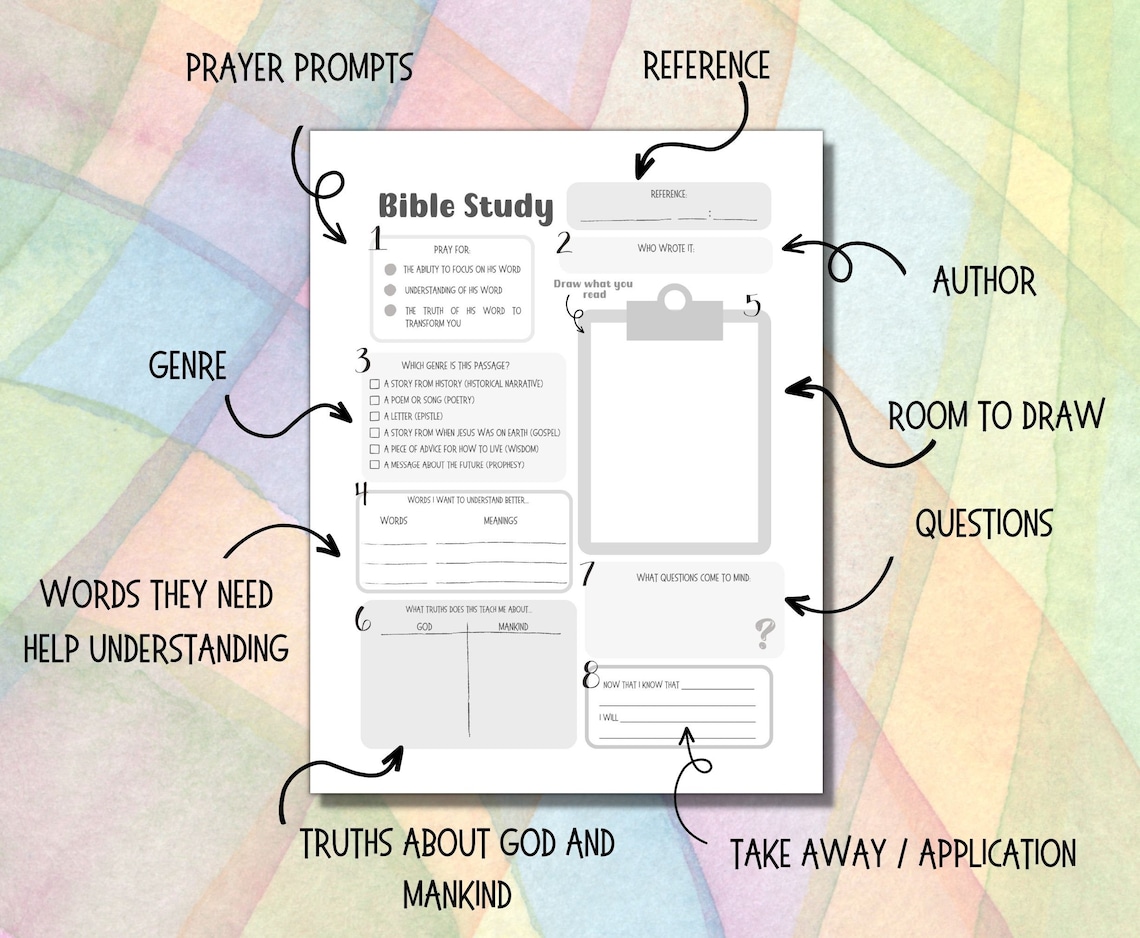 Printable Childrens Bible Study Worksheet Family Bible Study - Etsy