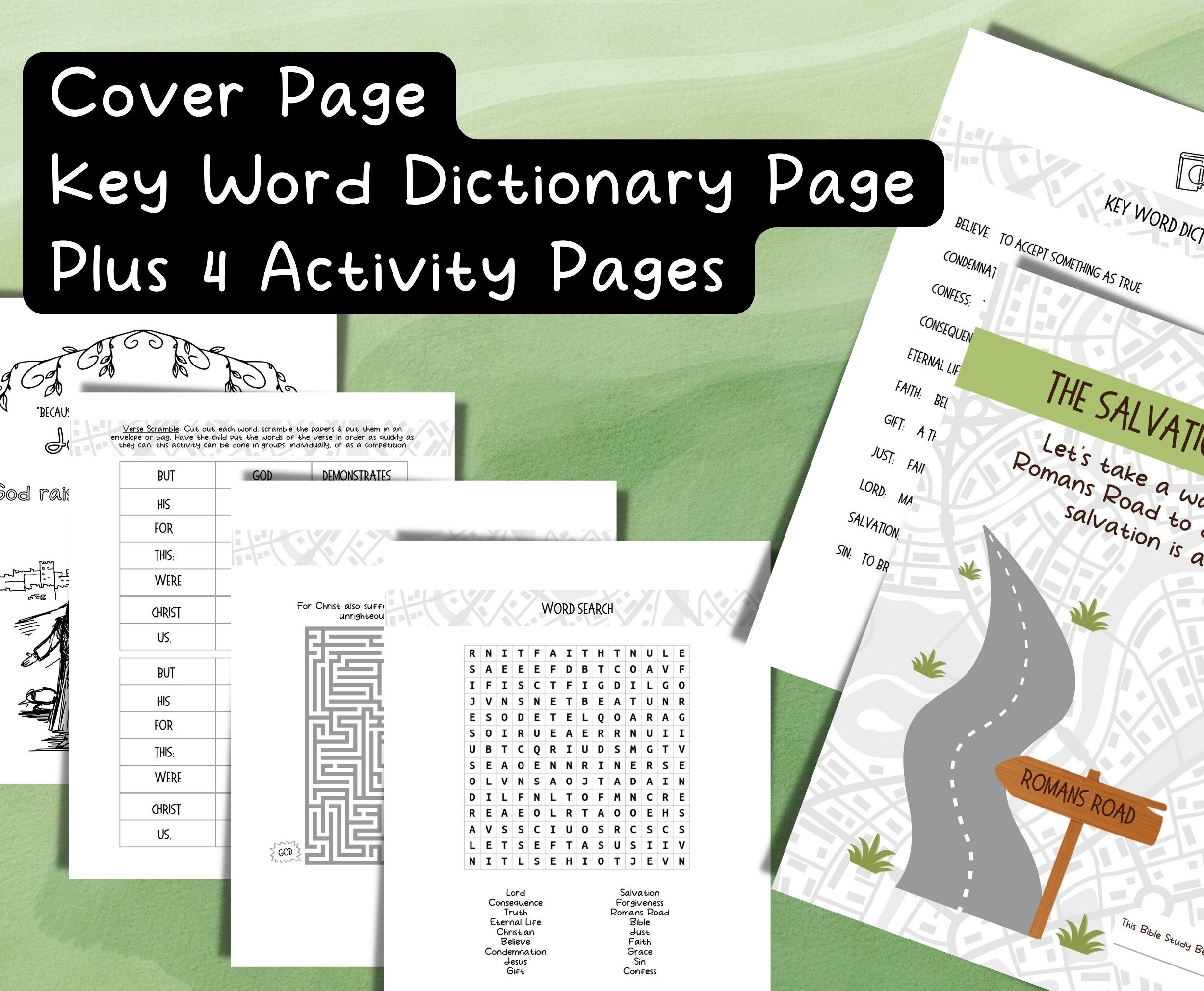 Printable Childrens Bible Study Pages, Romans Road Worksheets, Family ...