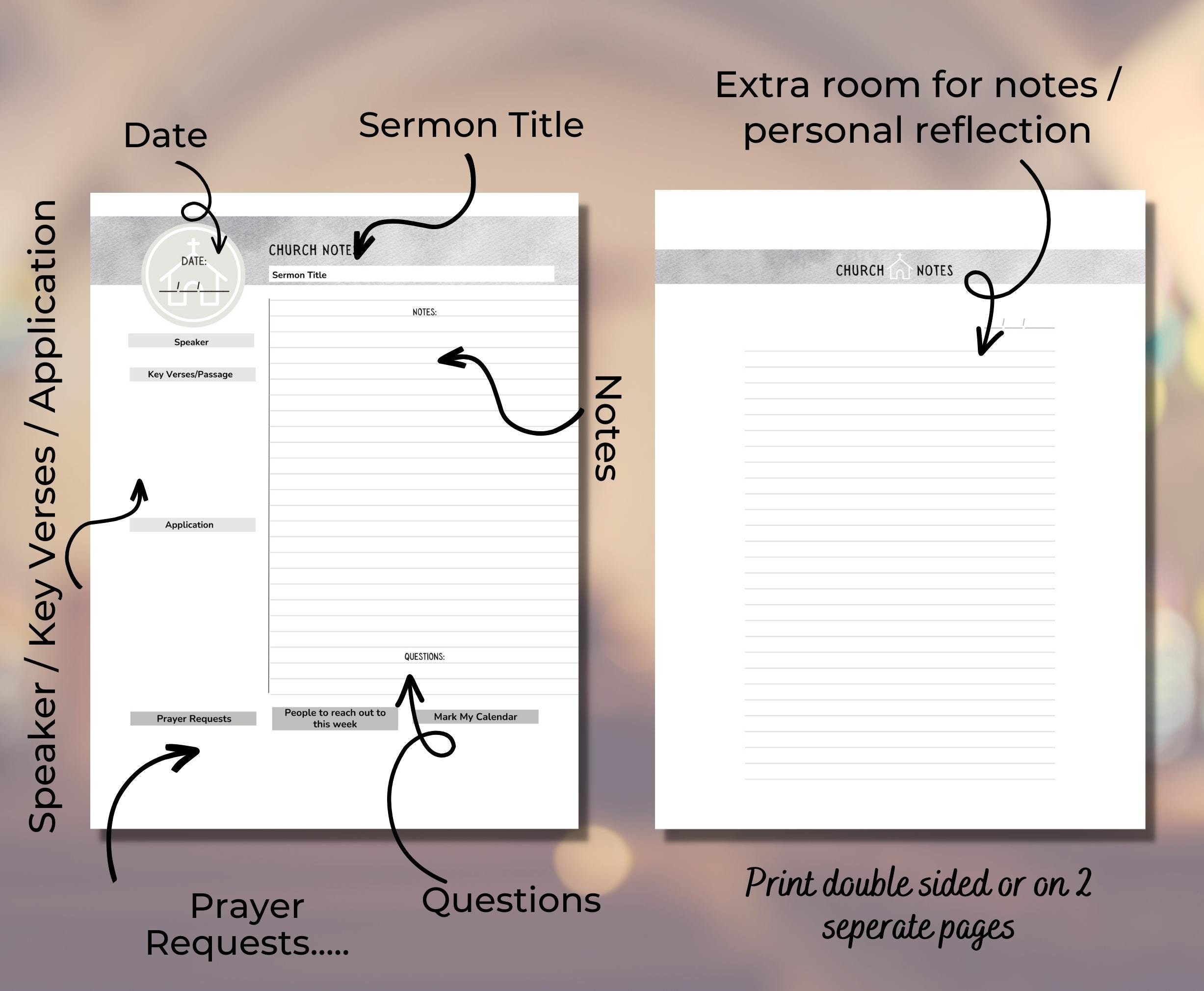 Printable Sermon Notes Template, Church Notes Page to Print at Home ...