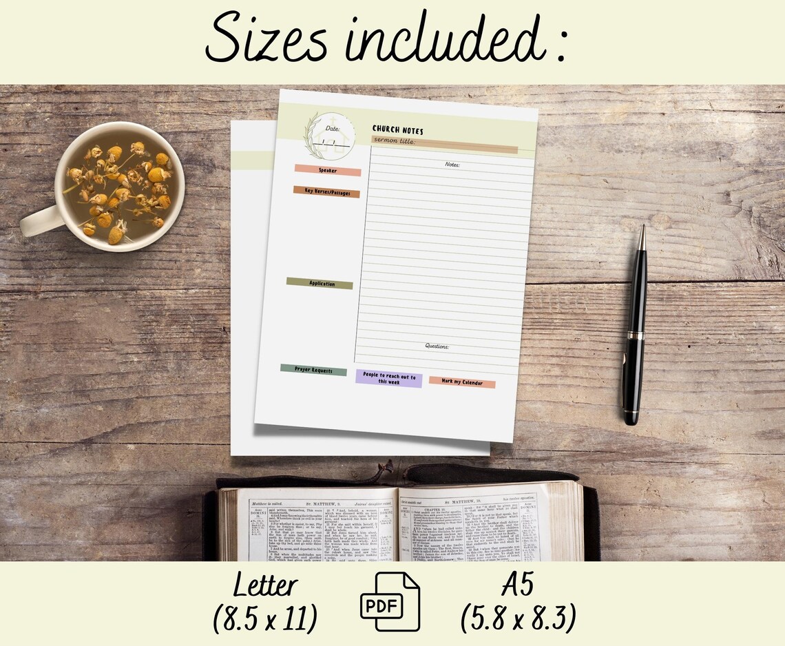 Printable Sermon Notes Template, Church Notes Page to Print at Home ...