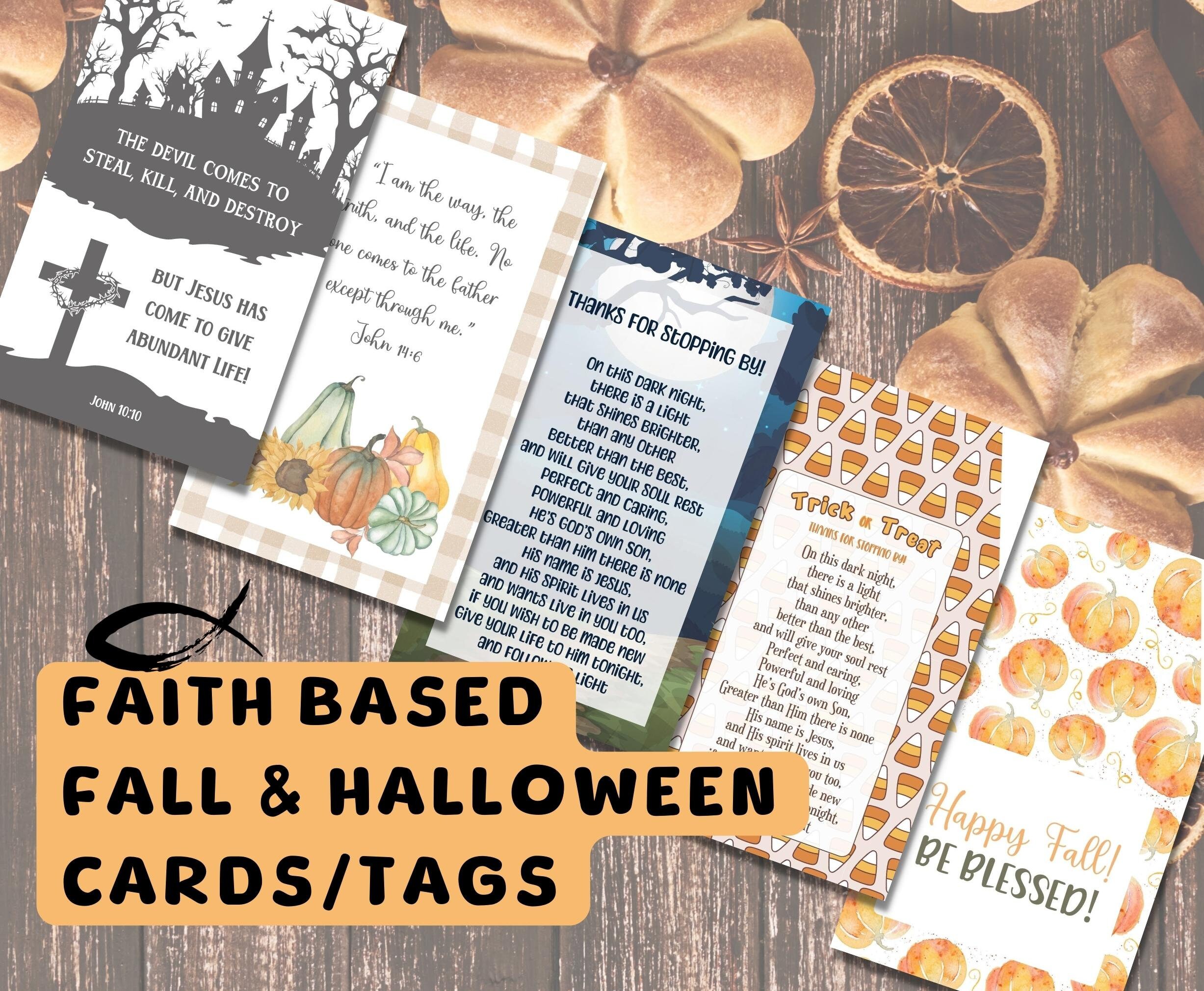 Printable Christian Halloween Bible Verse Cards, Trick or Treat Tracts ...