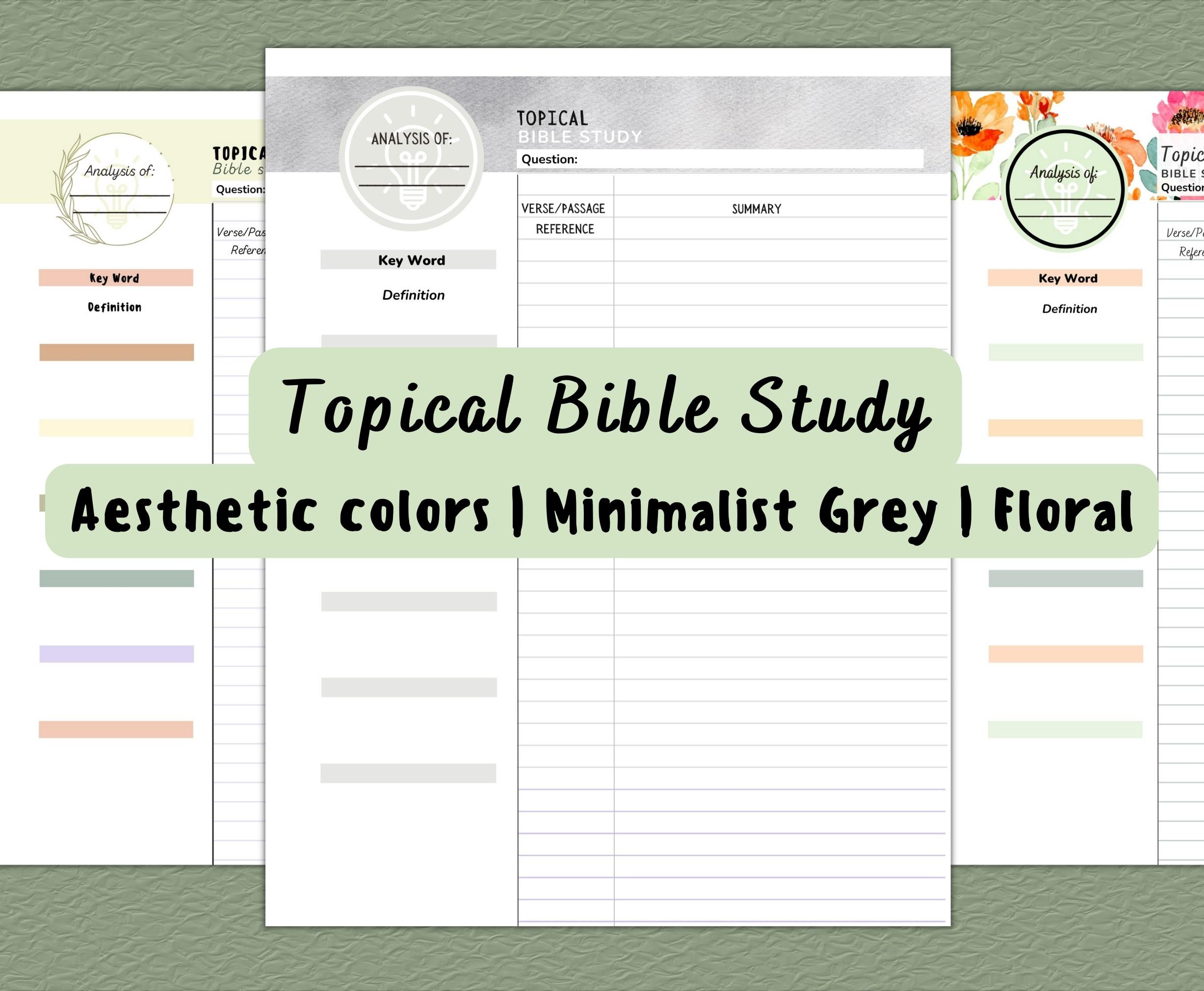 Printable Topical Bible Study Template for Themed Study of the Bible to ...
