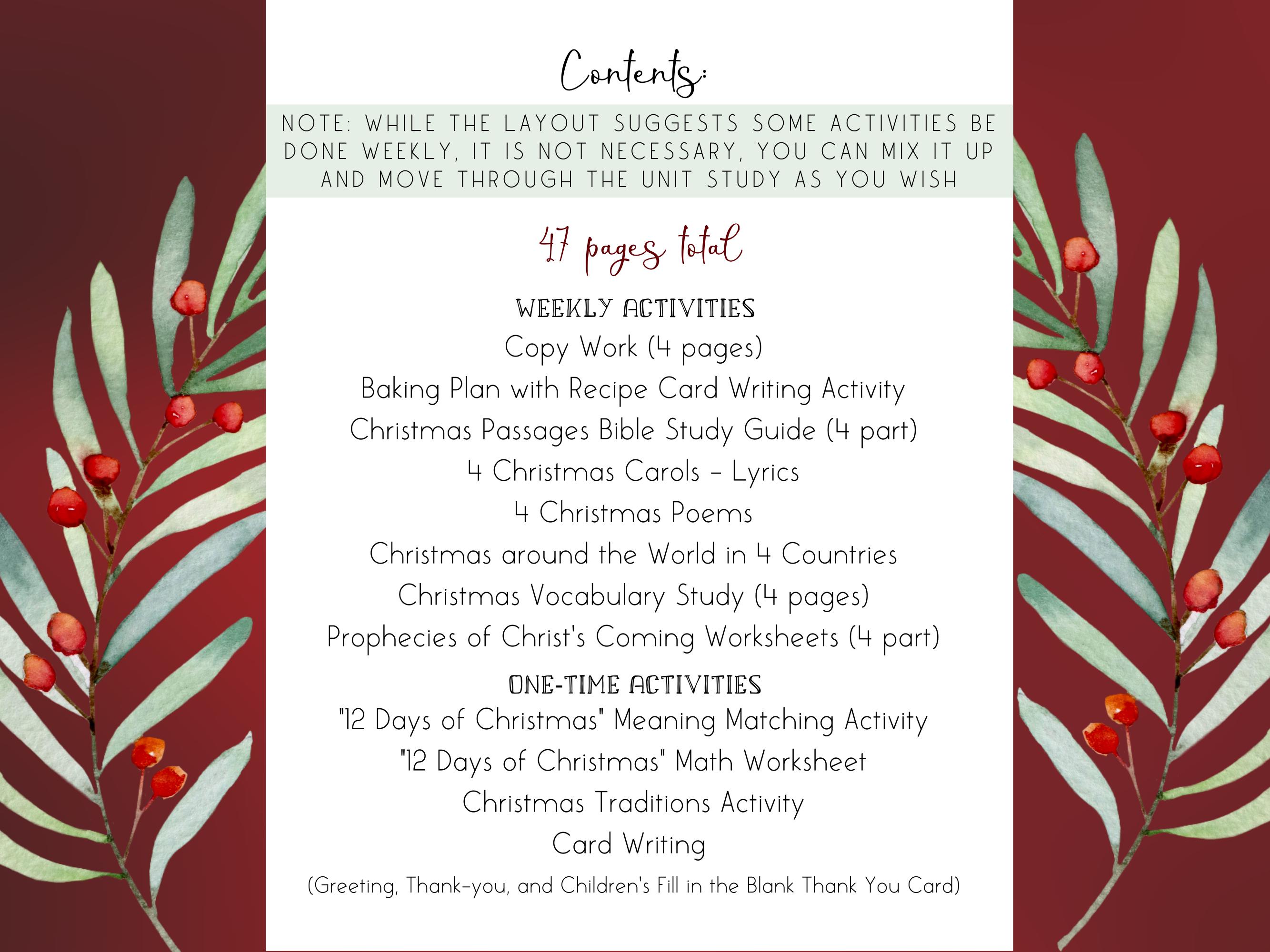 Printable Christian Christmas Unit Study for Homeschool Families, Faith ...