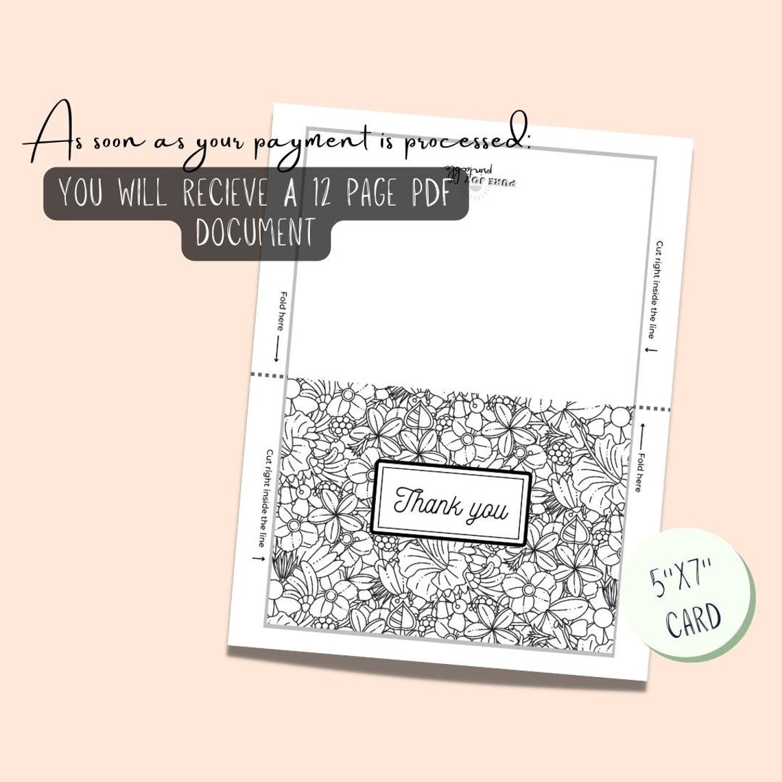 Printable Color in Thank You Card Digital Download Floral Coloring ...