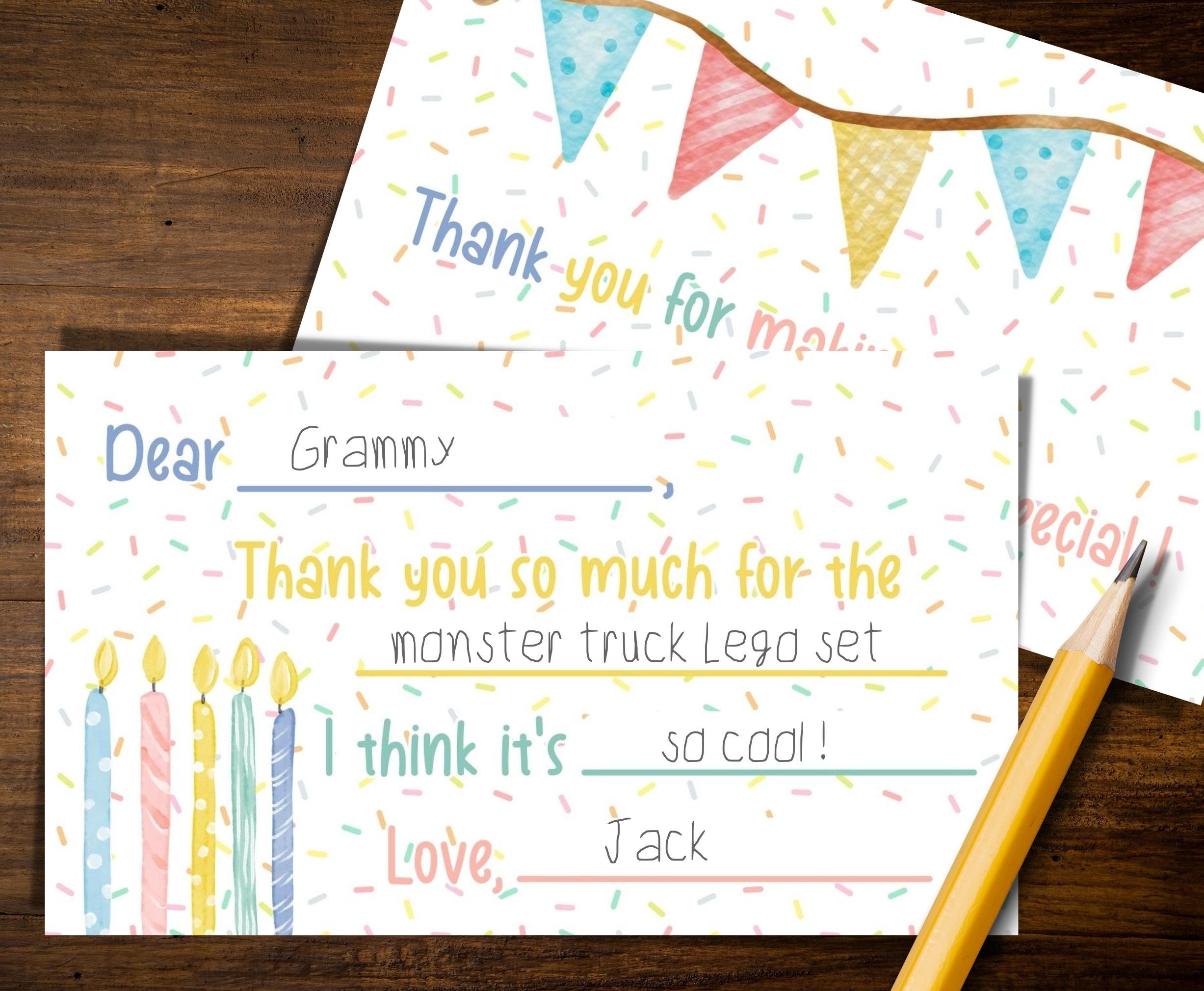 Printable Kids Thank You Stationary Fill in the Blank Thank - Etsy
