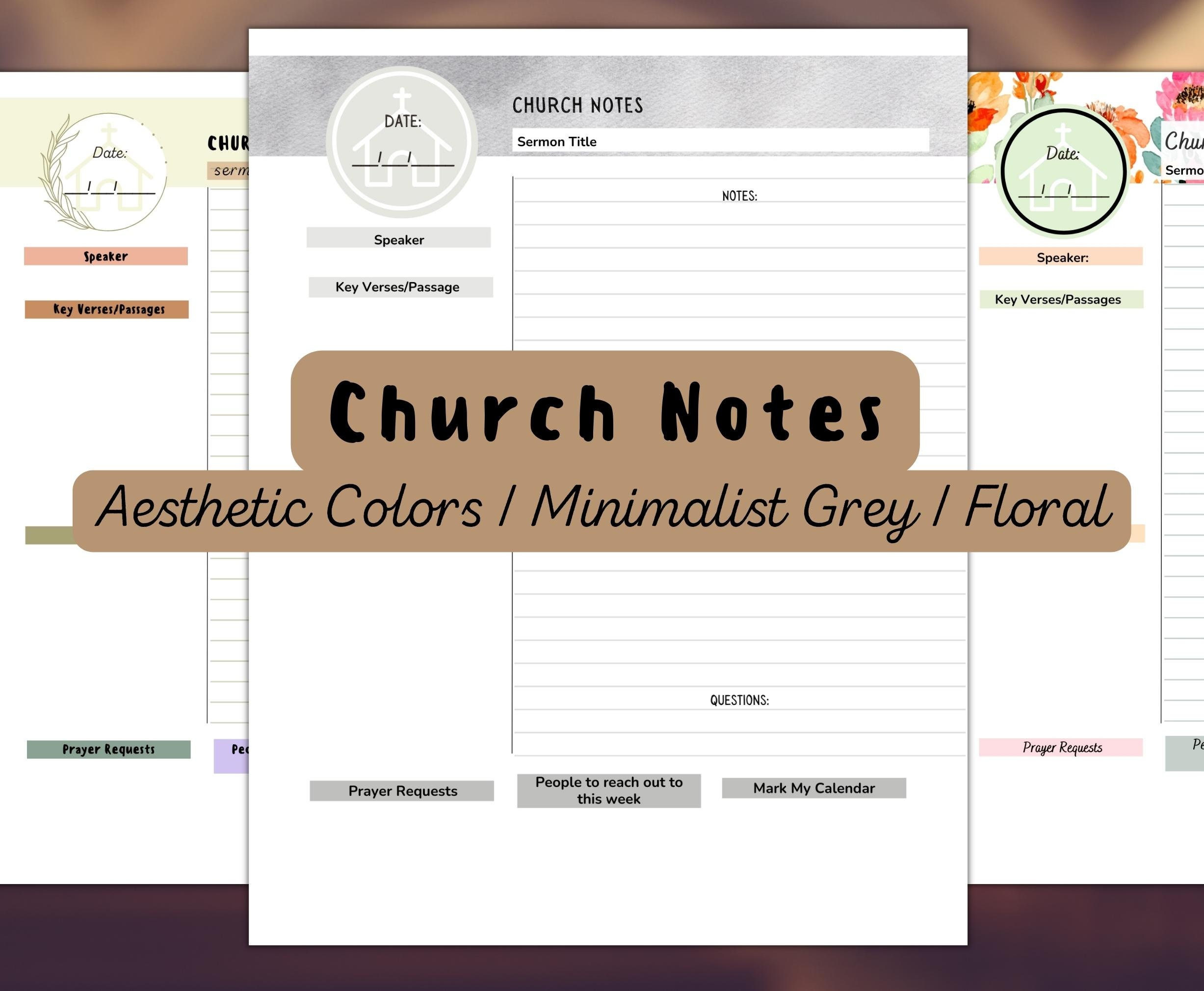 Printable Sermon Notes Template, Church Notes Page to Print at Home ...